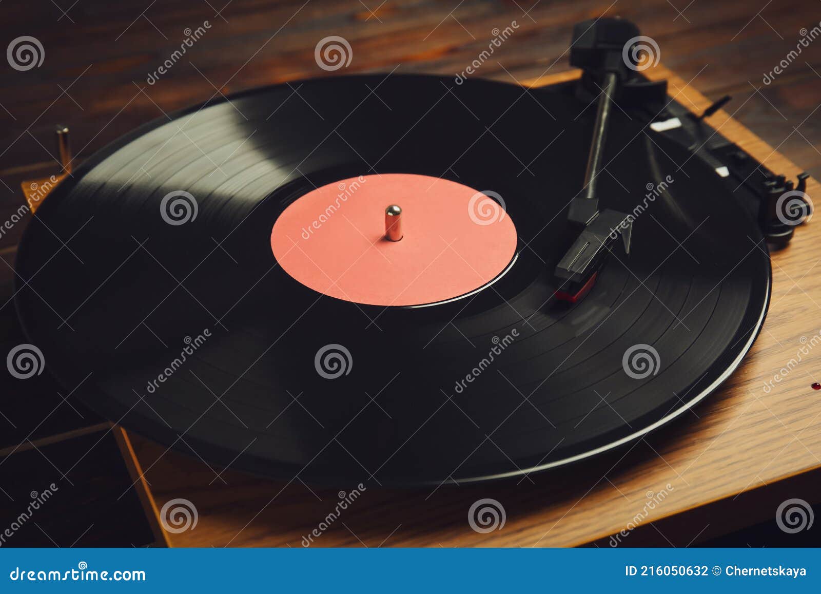 Modern Vinyl Record Player with Disc on Table, Closeup Stock Photo ...