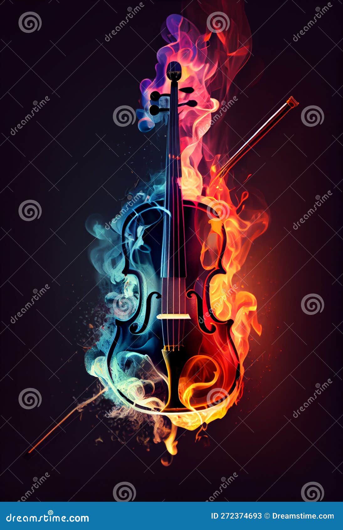 Modern Violin in on Fire stock illustration. Illustration of orange ...