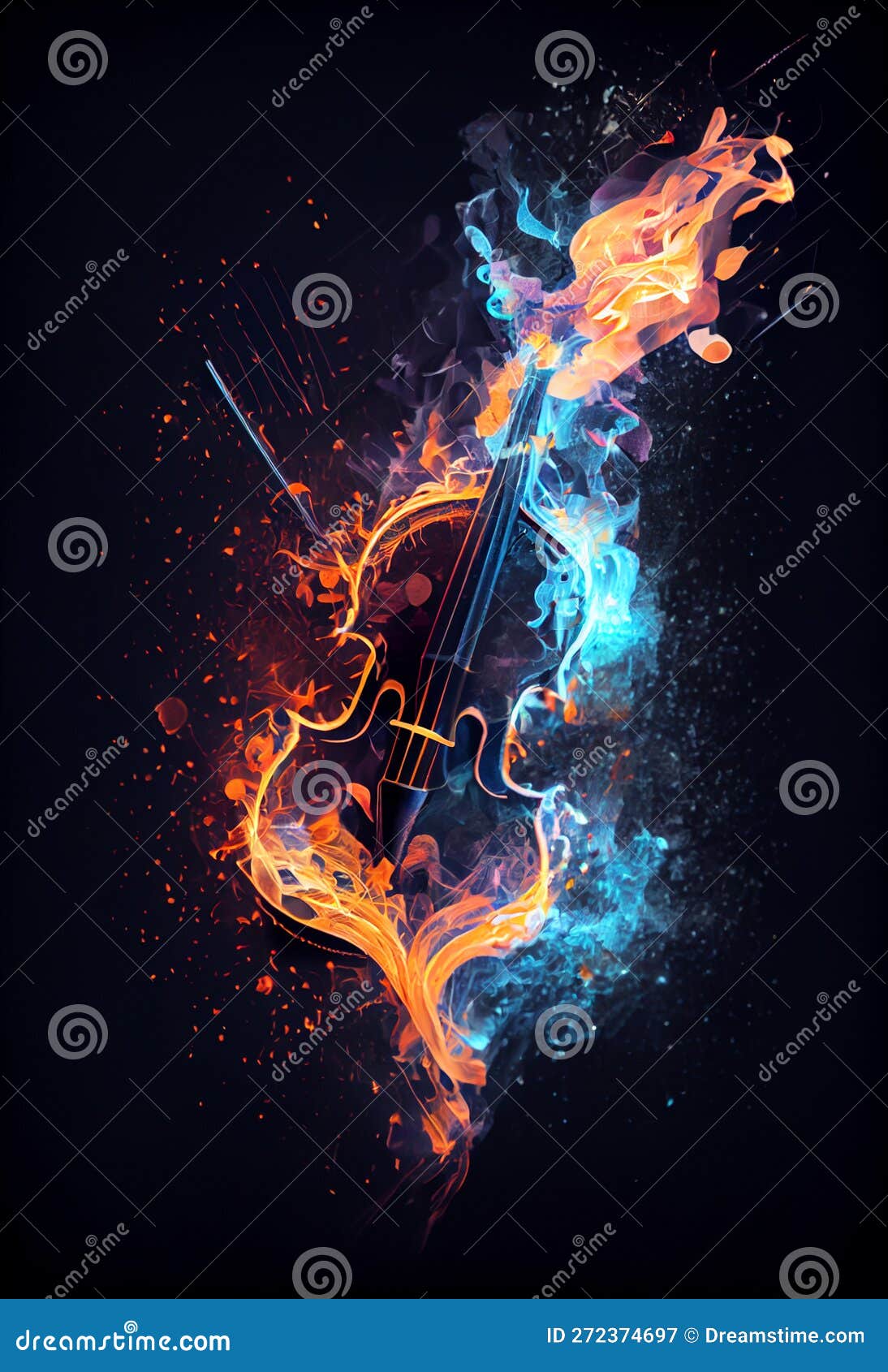 Modern Violin in on Fire stock illustration. Illustration of closeup ...