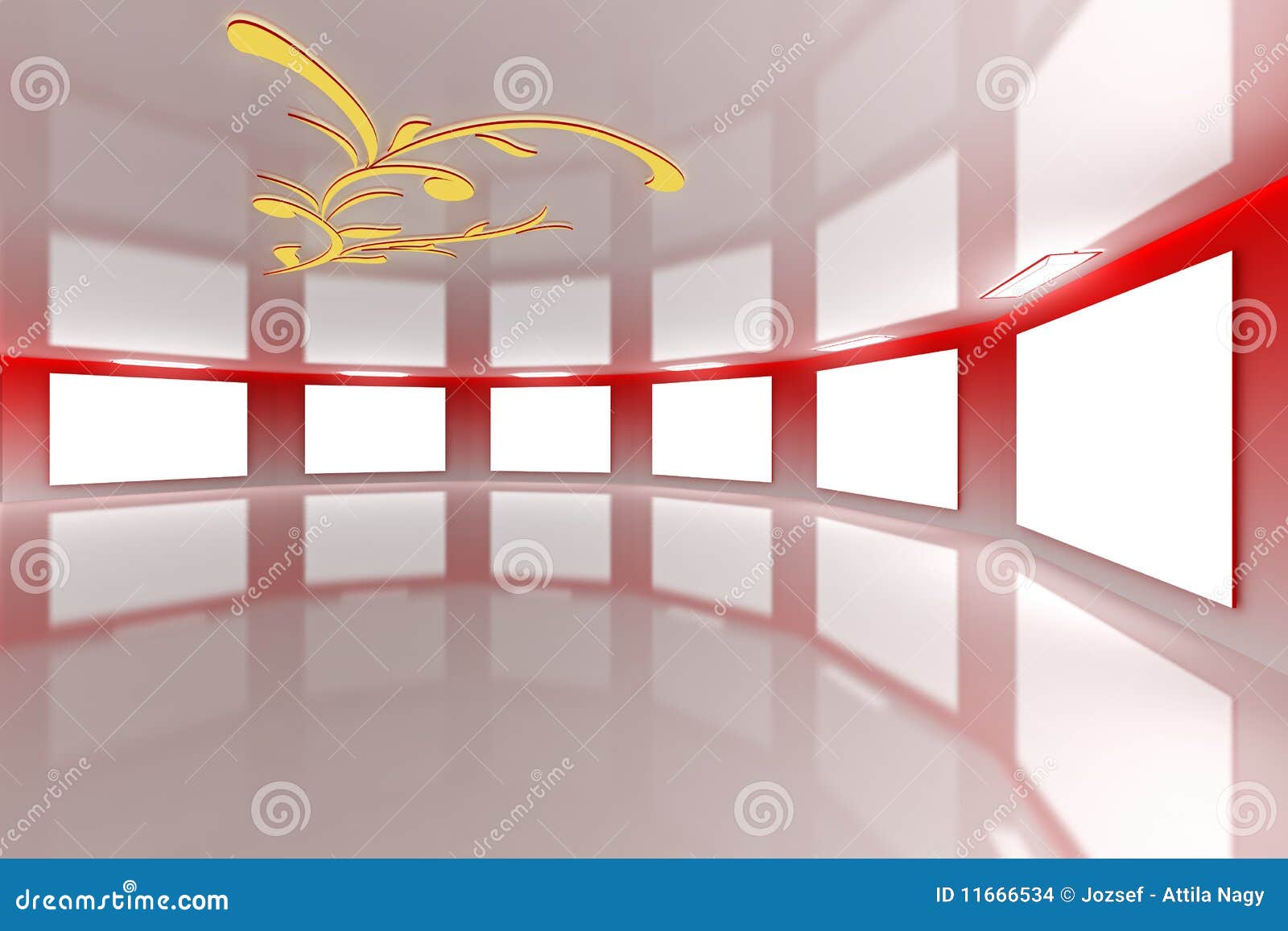 Modern virtual Gallery red stock illustration. Illustration of ...