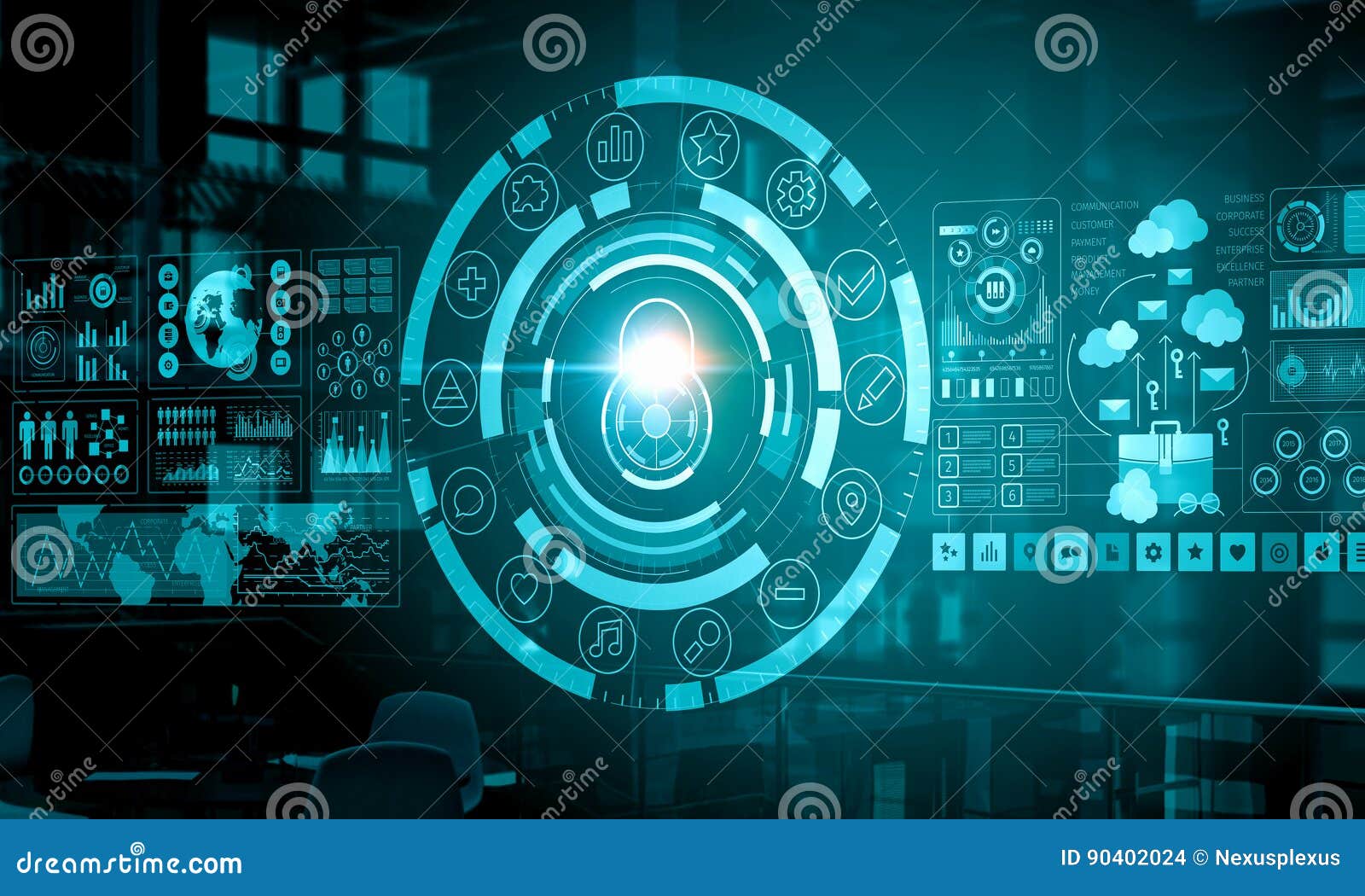 Modern Virtual Technology Background . Mixed Media Stock Photo - Image ...