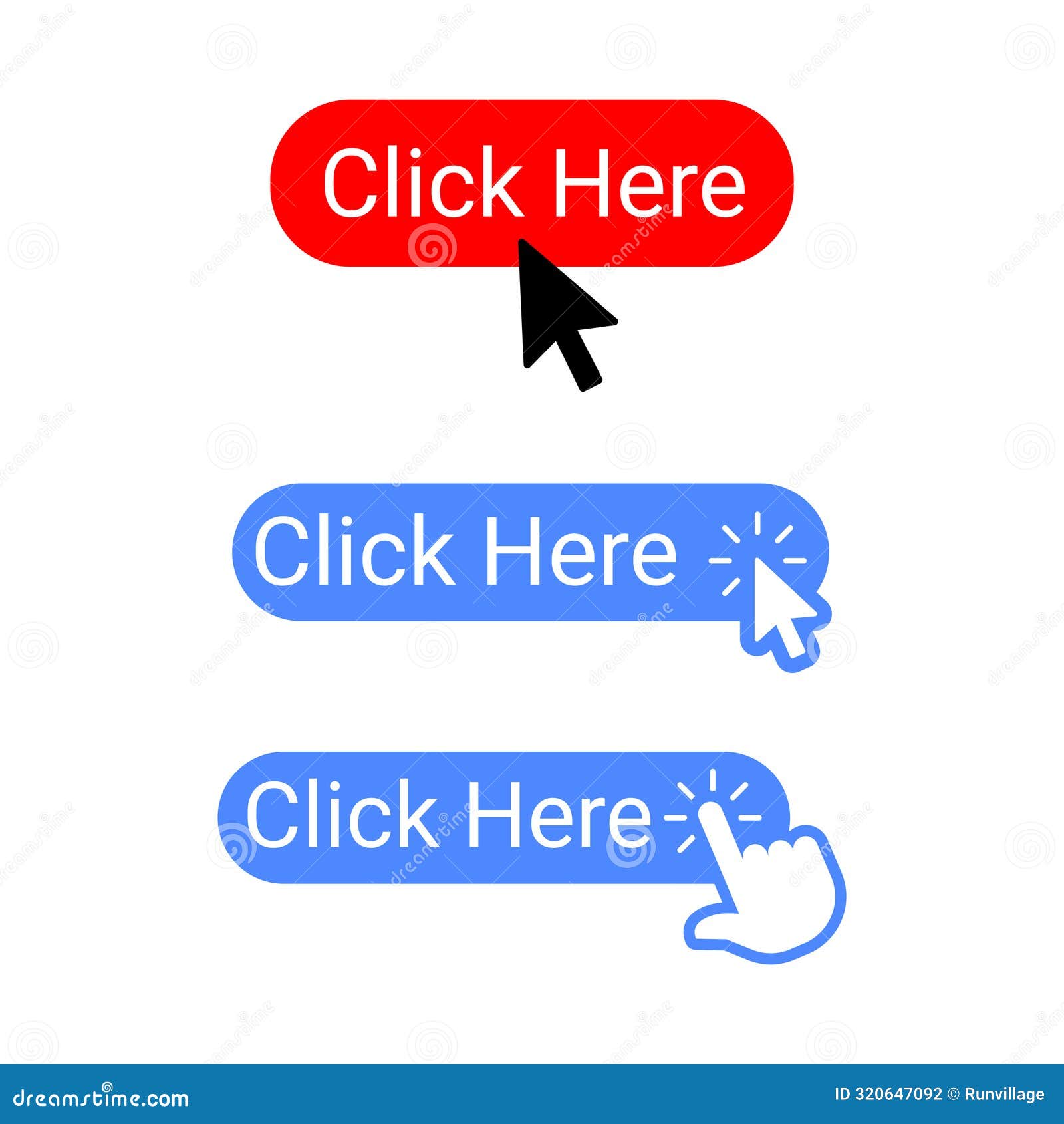 A Modern and Visually Appealing Click Here Button Design Stock Vector ...