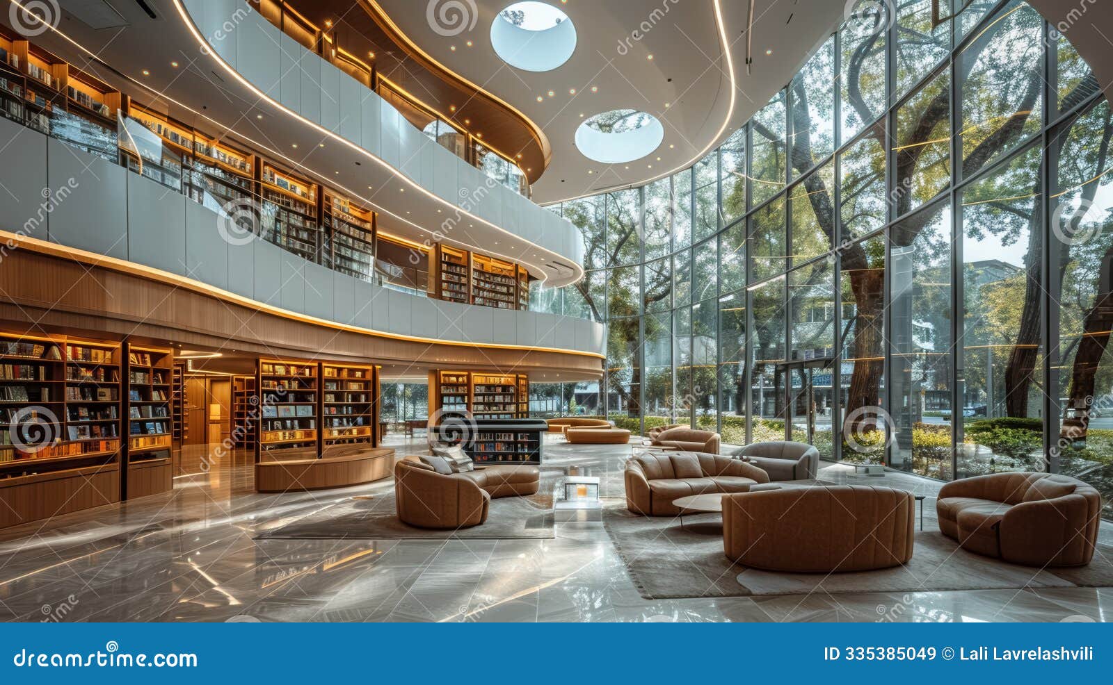 Modern and Visually Striking Library Environment Stock Illustration ...