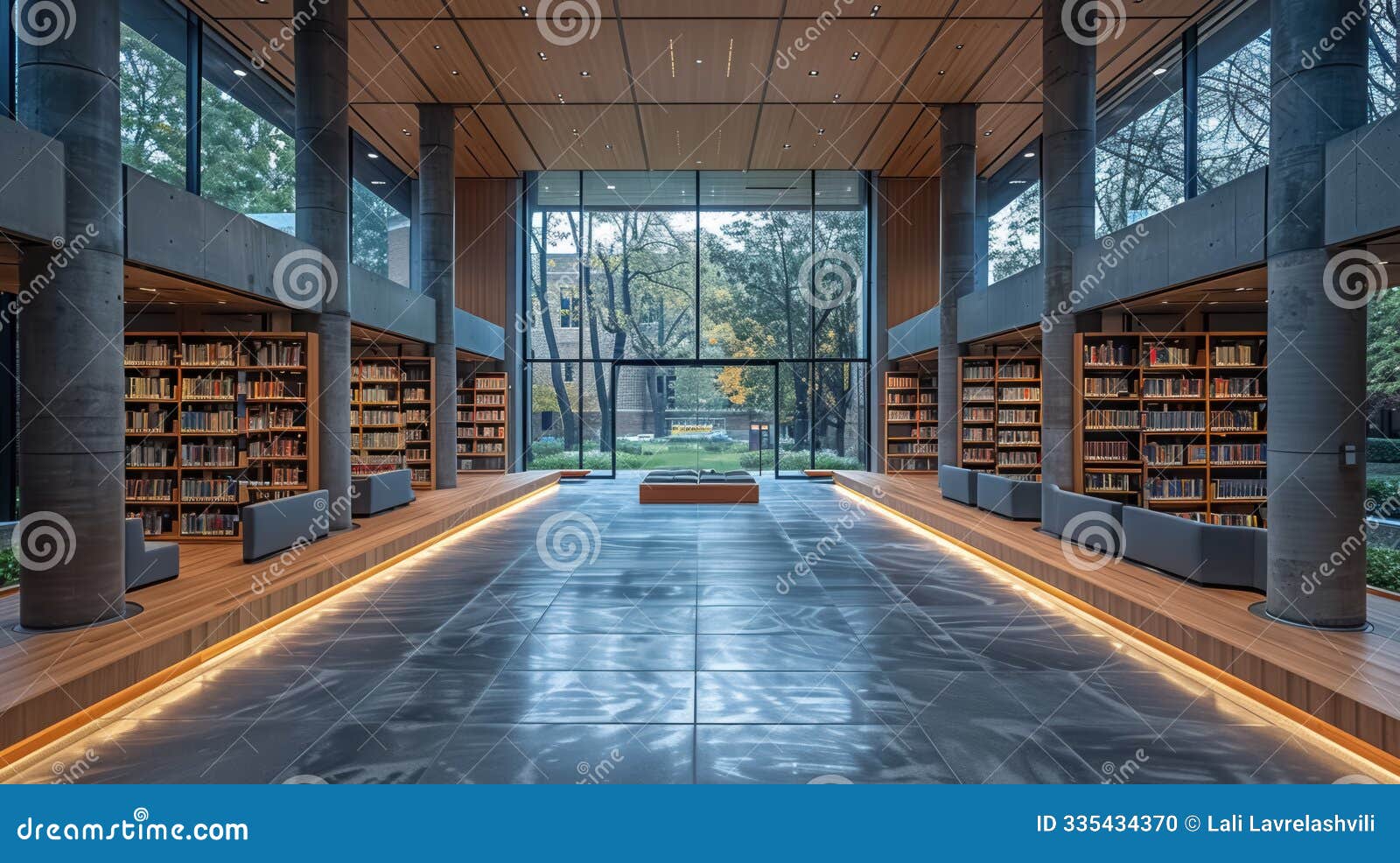 Modern and Visually Striking Library Environment Stock Illustration ...