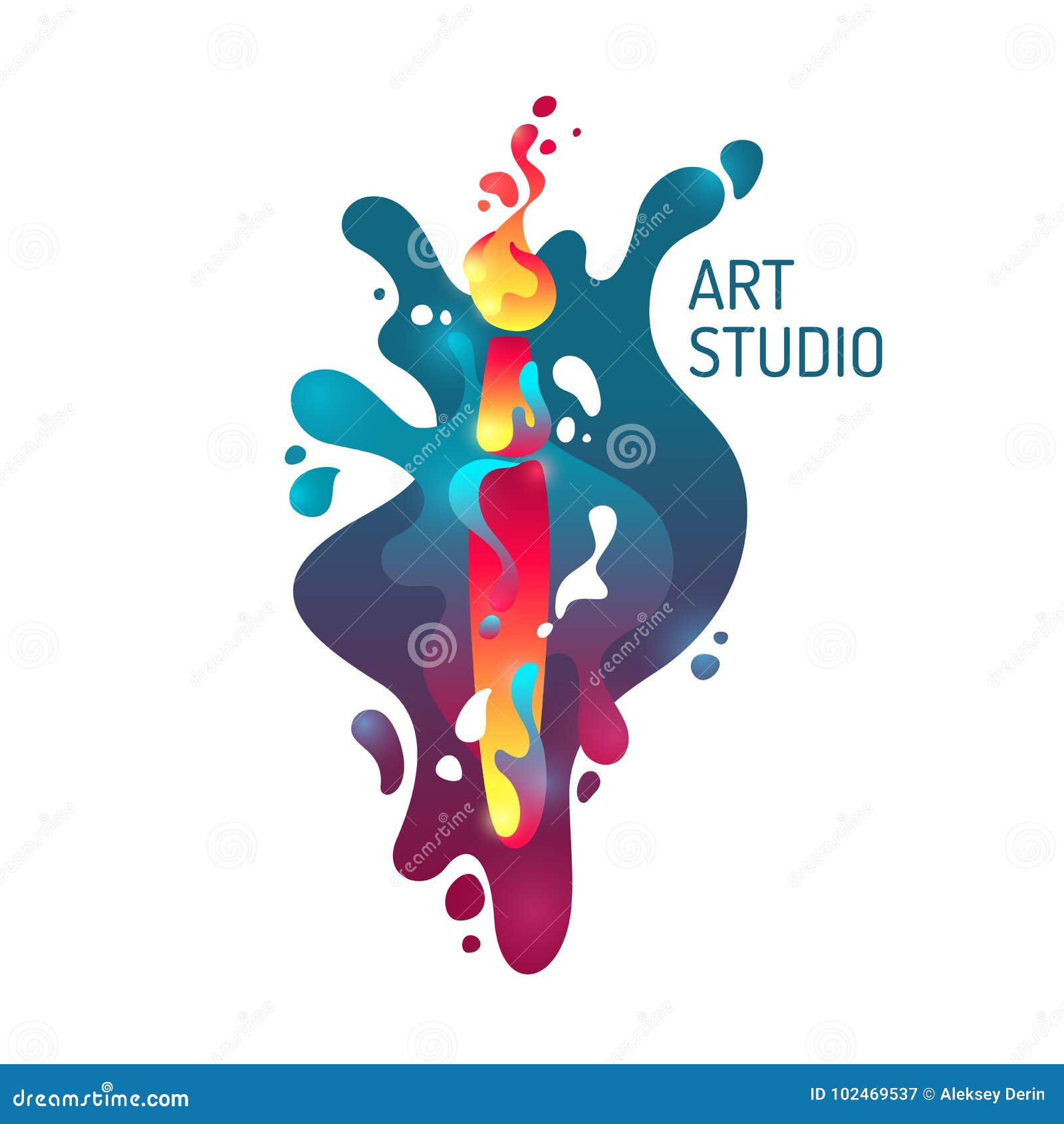 Modern Vivid Poster Art Studio. Abstract Shapes and Splashes on a Dark ...