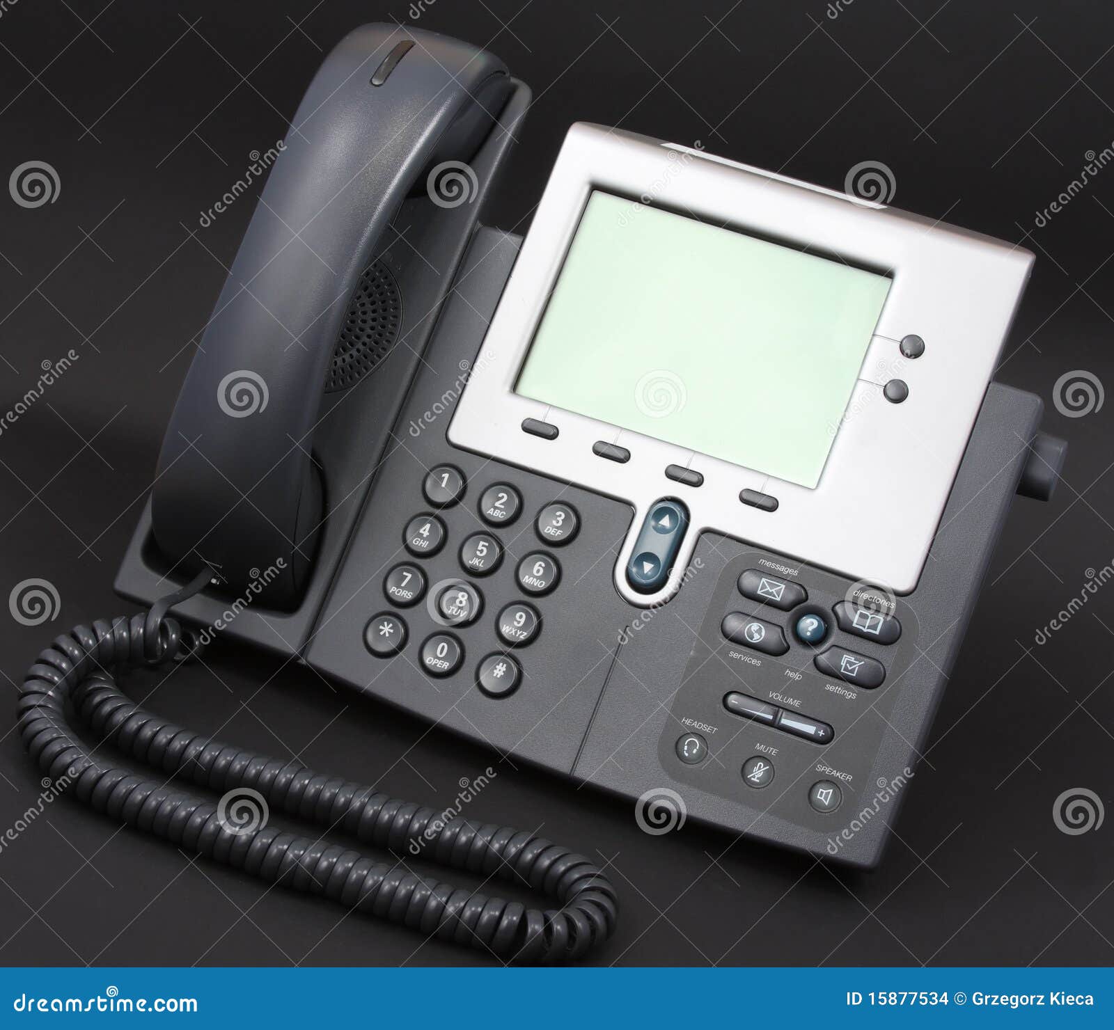Modern Voip Phone on black stock photo. Image of voip - 15877534