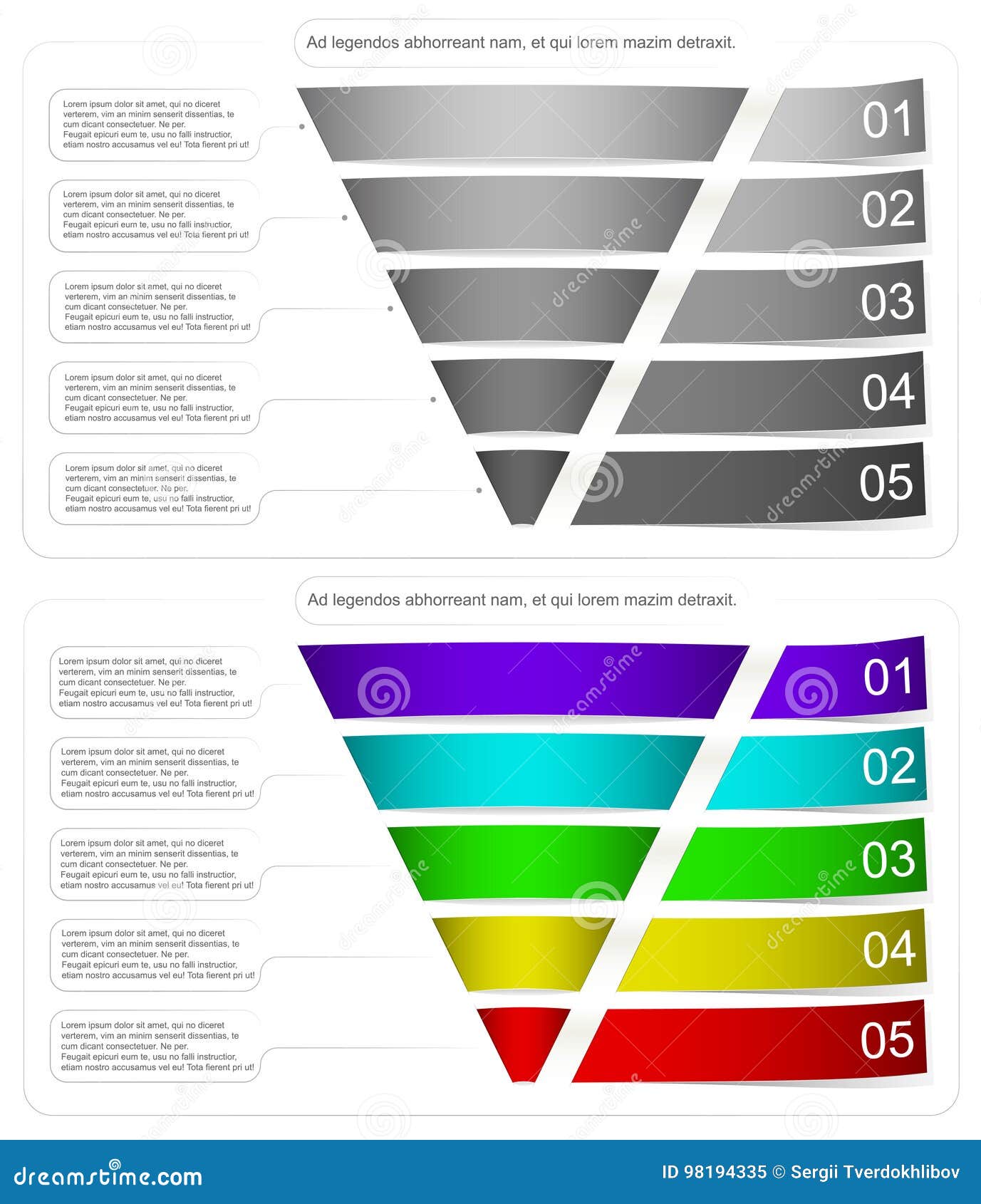 A Modern and Volumetric Diagram about the Funnel of Sales. Different ...