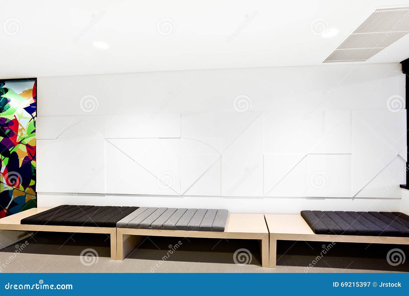 Modern Waiting Place with Cushion Benches Stock Image - Image of ...