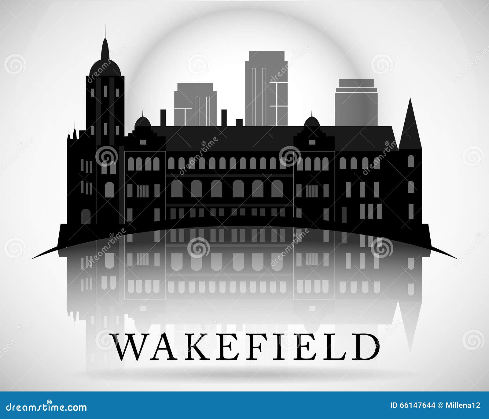 Wakefield City Map With Wards Grey Illustration Silhouette Shape ...