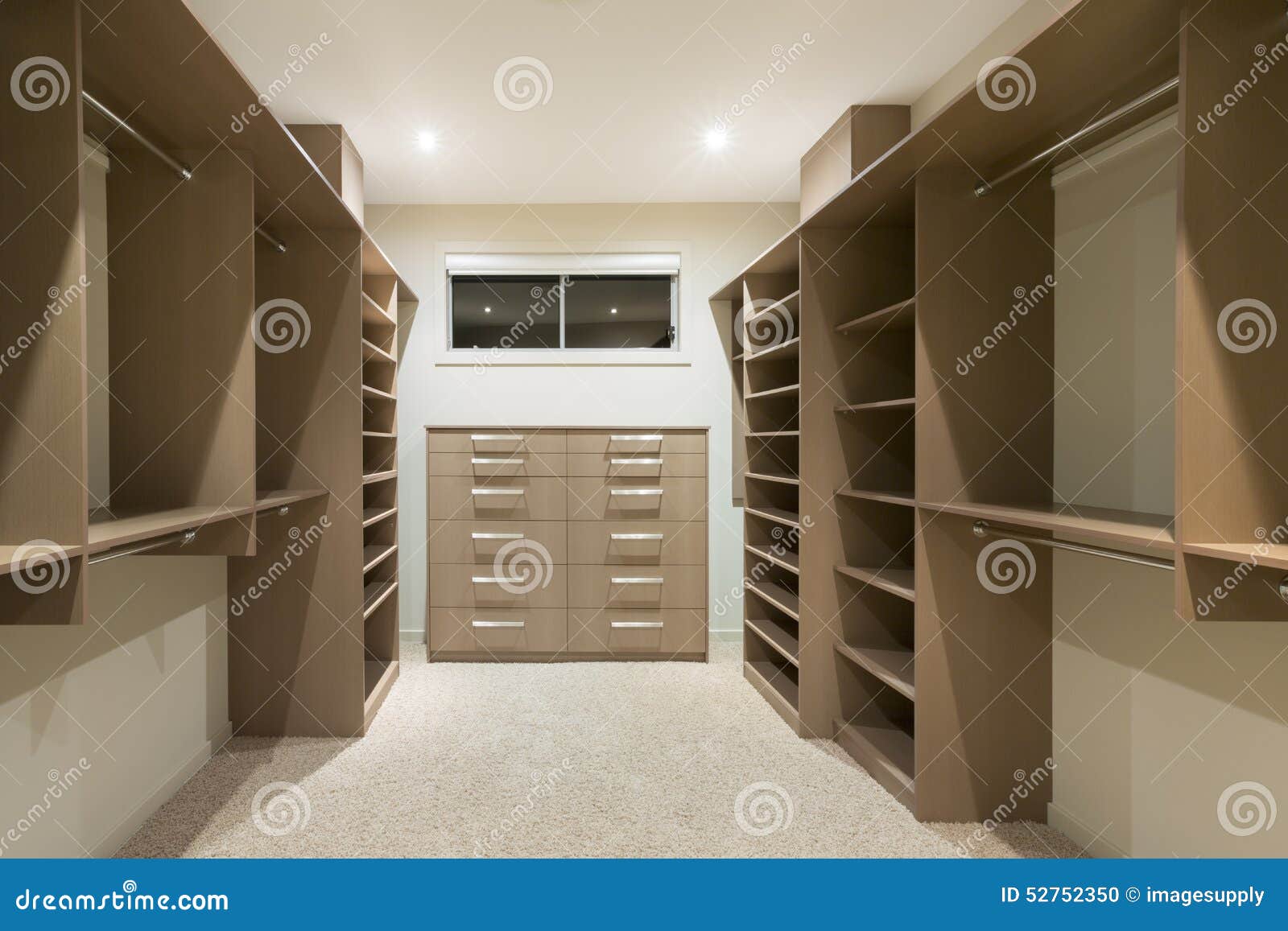 Modern walk in wardrobe stock photo. Image of stylish - 52752350