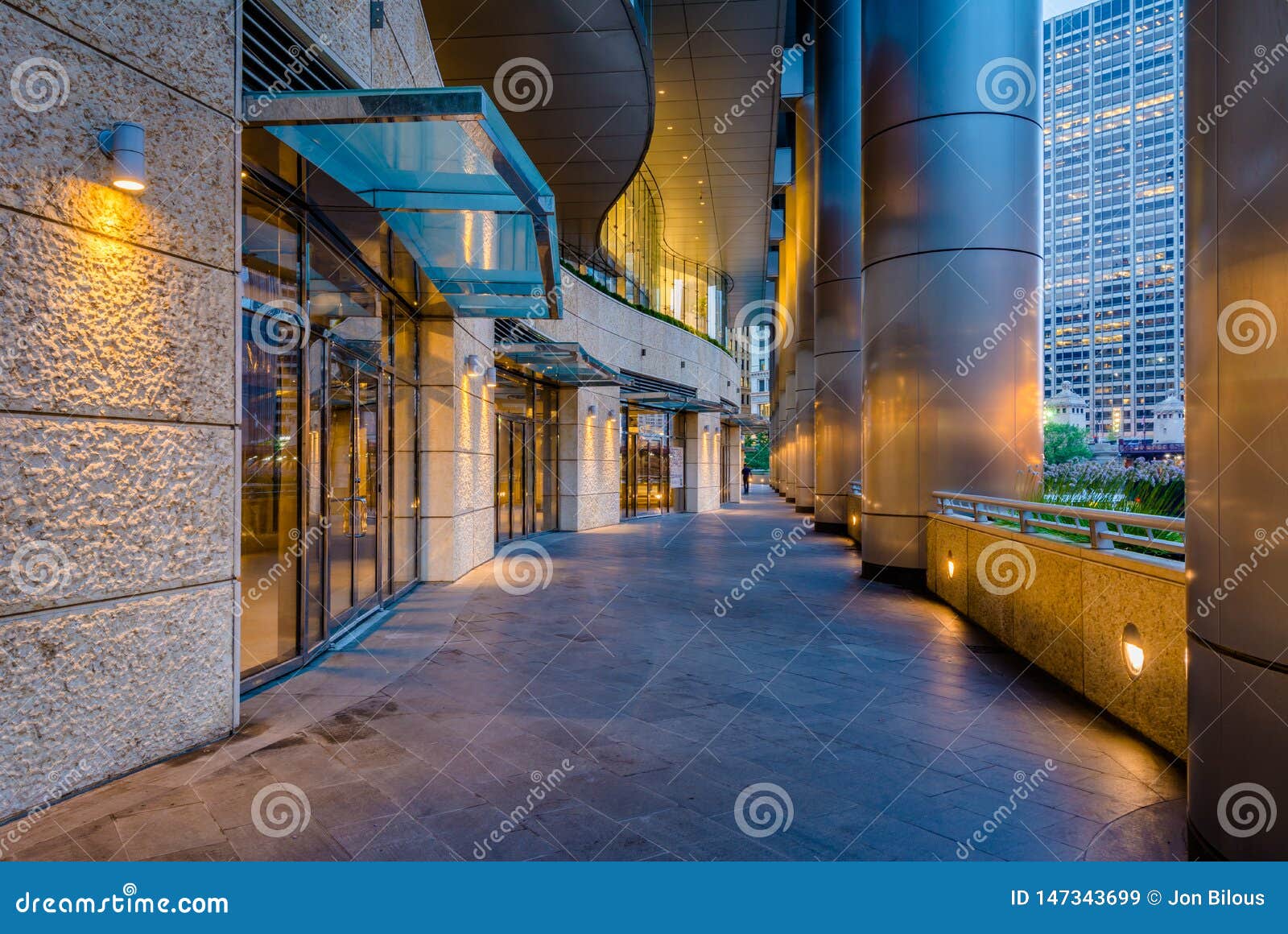 A Modern Walkway in Chicago, Illinois Editorial Stock Image - Image of ...