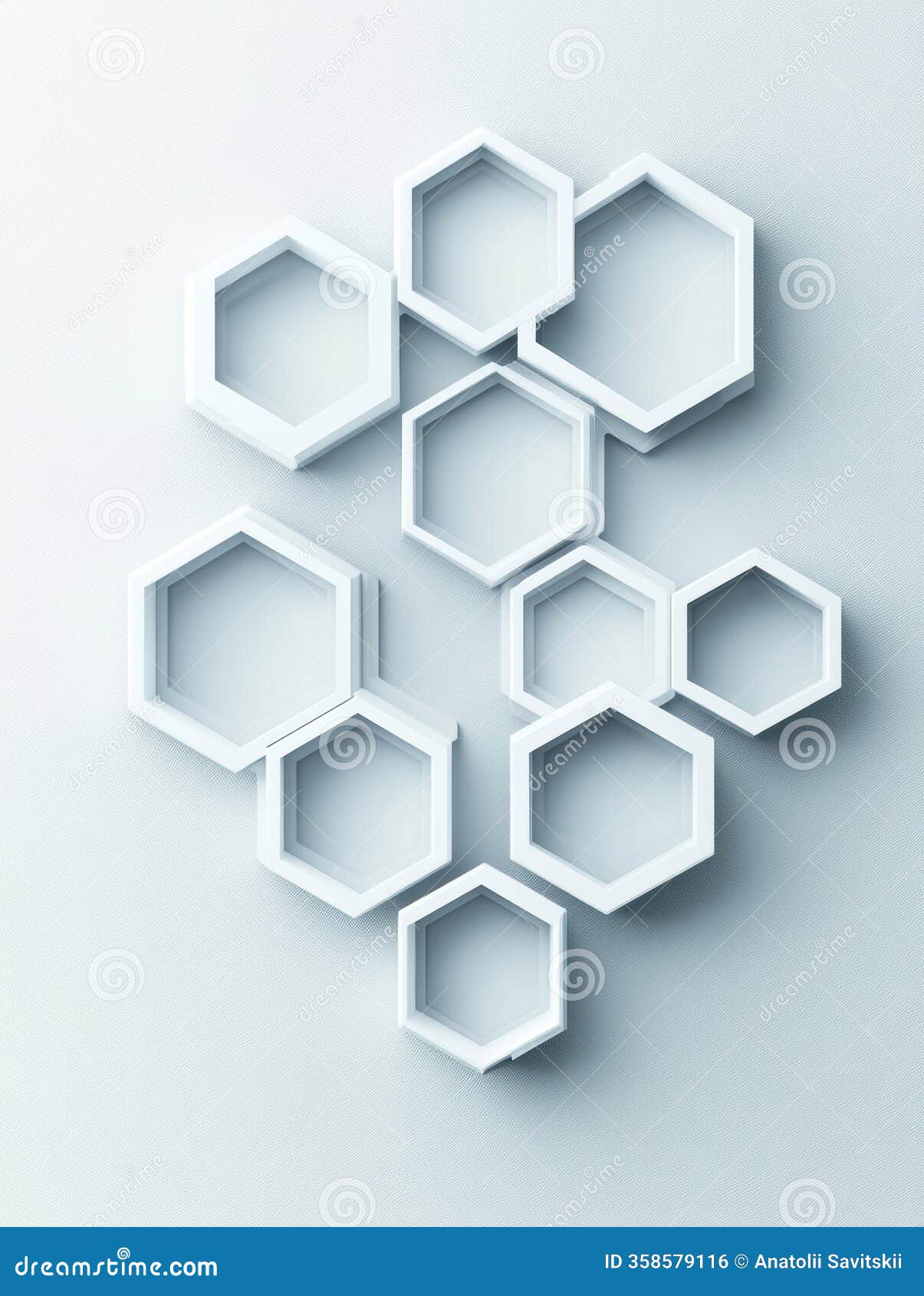 Modern Wall Art Featuring Interlocking Hexagonal Shapes in White Color ...