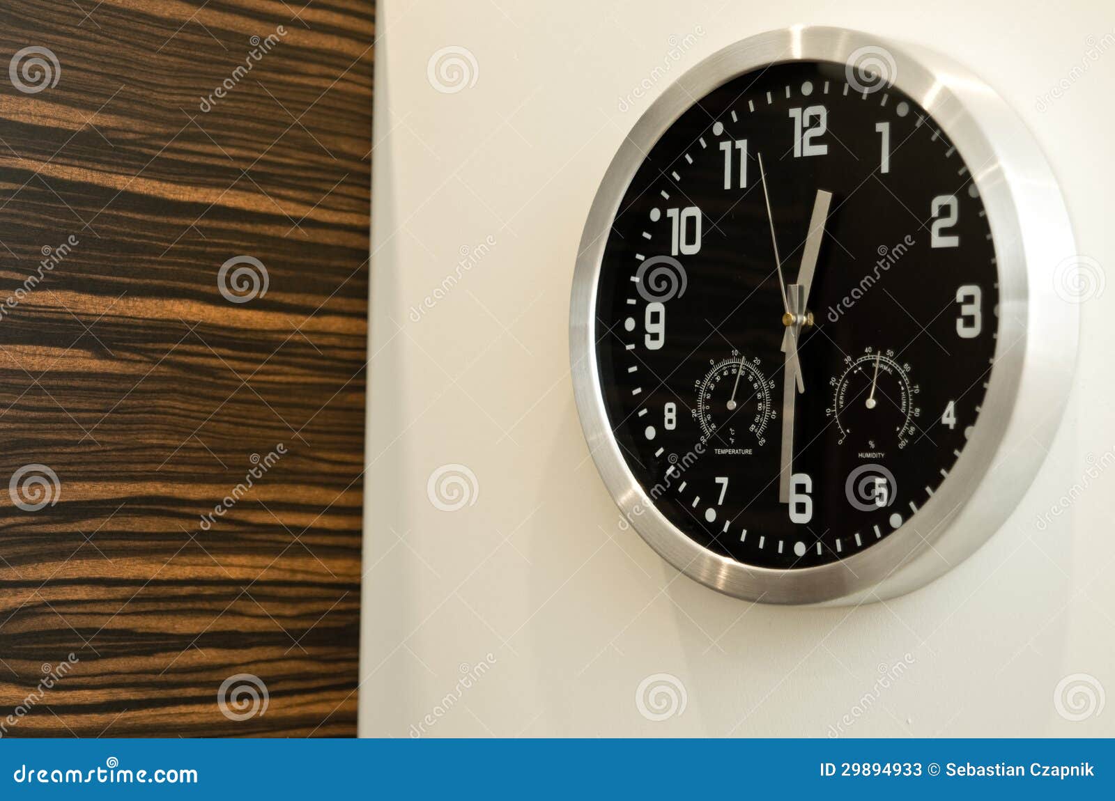 Wall Clock Showing Two O`clock On Black Chalkboard Background. Office ...
