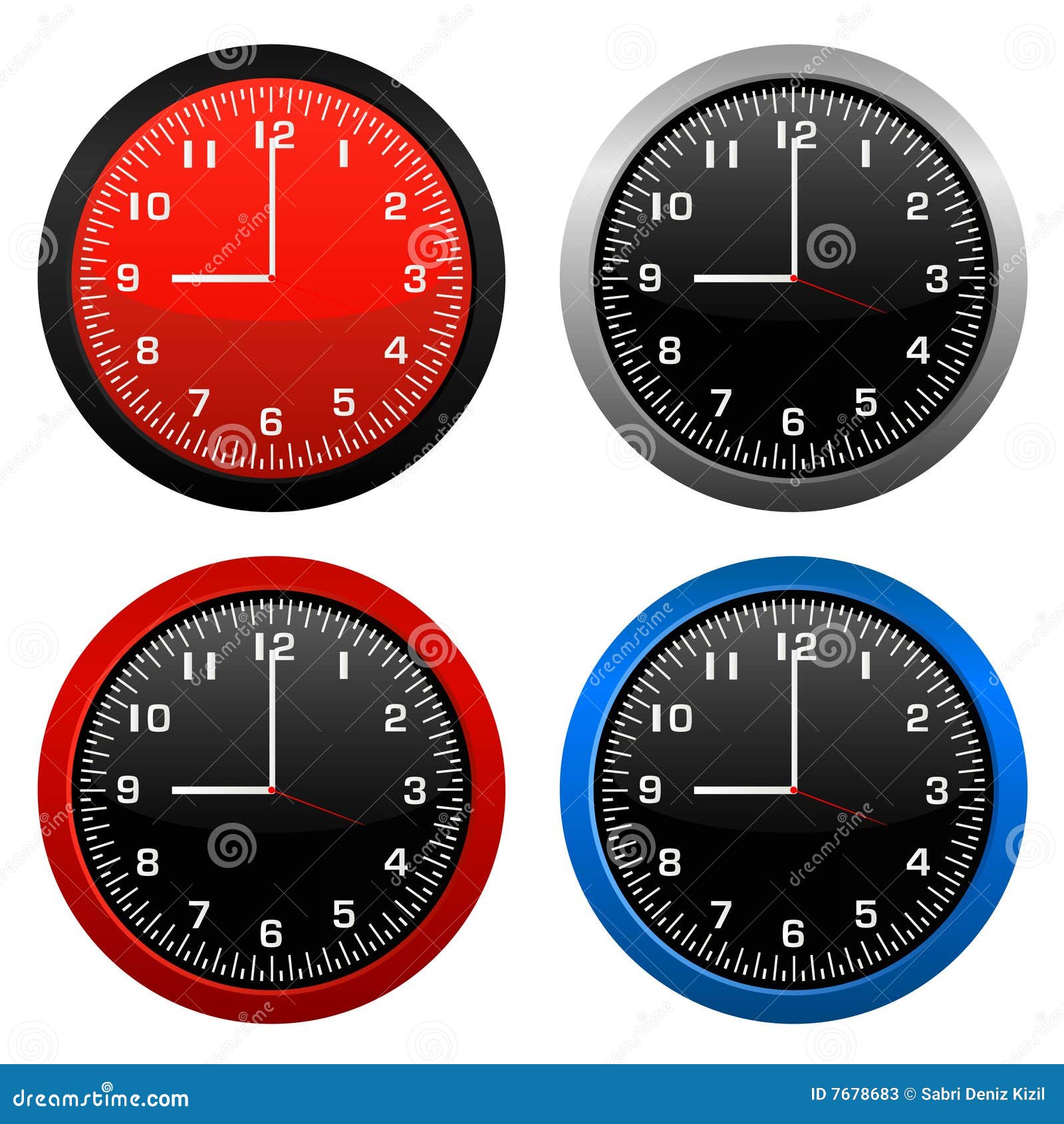 Modern wall clock vector stock vector. Illustration of running - 7678683