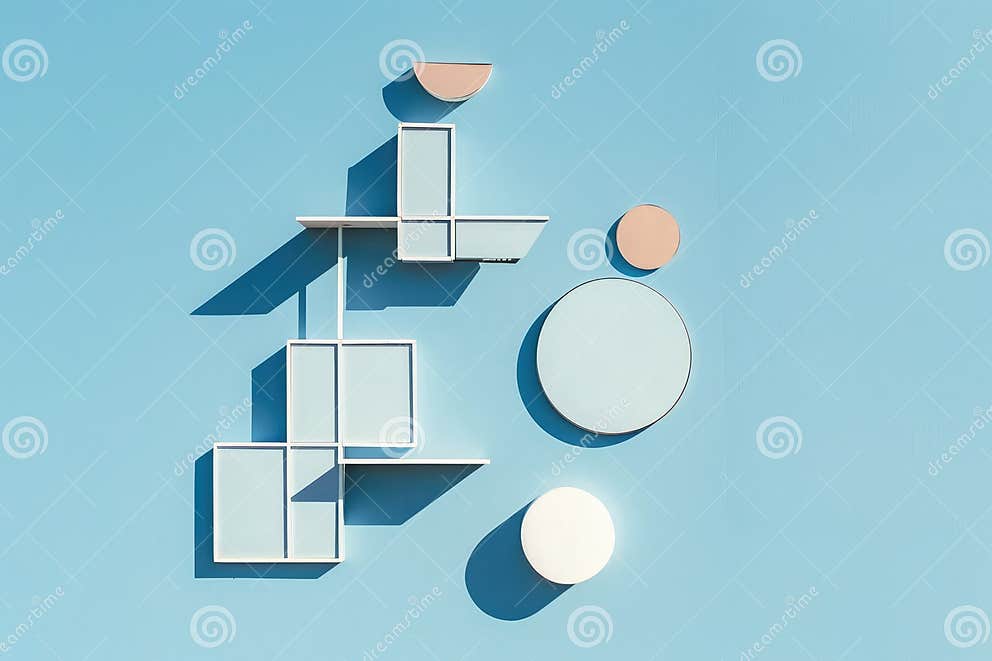 A Modern Wall Hanging Featuring Overlapping Geometric Shapes, Isolated ...