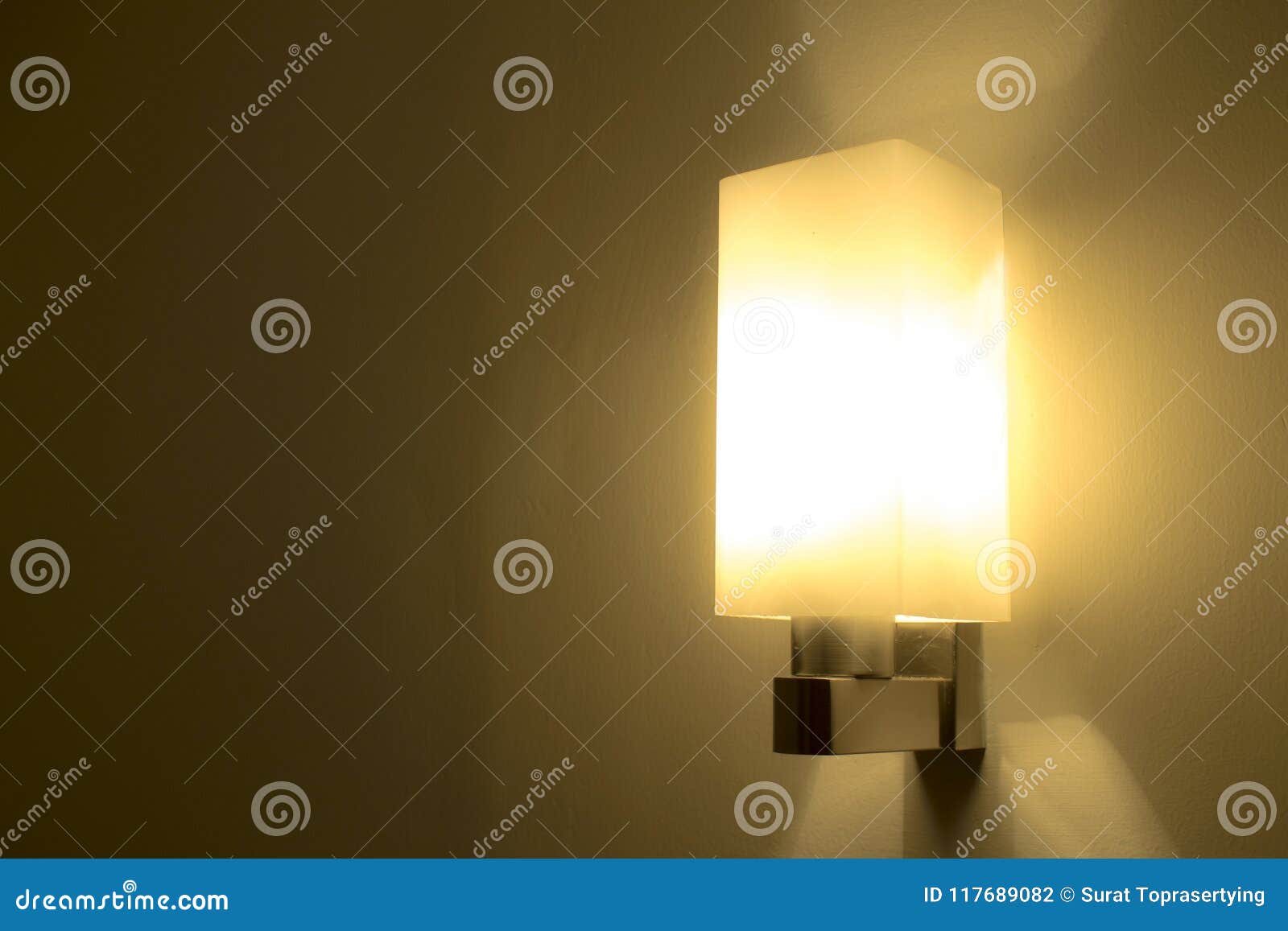 Modern Wall Lamp with Yellow Light Stock Photo - Image of indoor, hotel ...