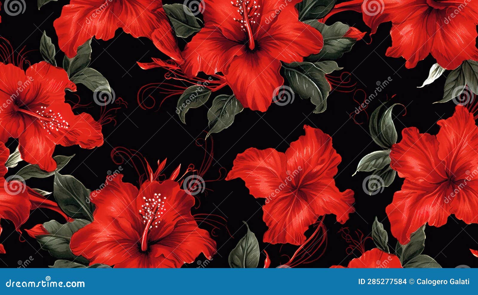 A Modern Wallpaper Artwork of Red Hawaiian Flowers, Ai Generated Image ...