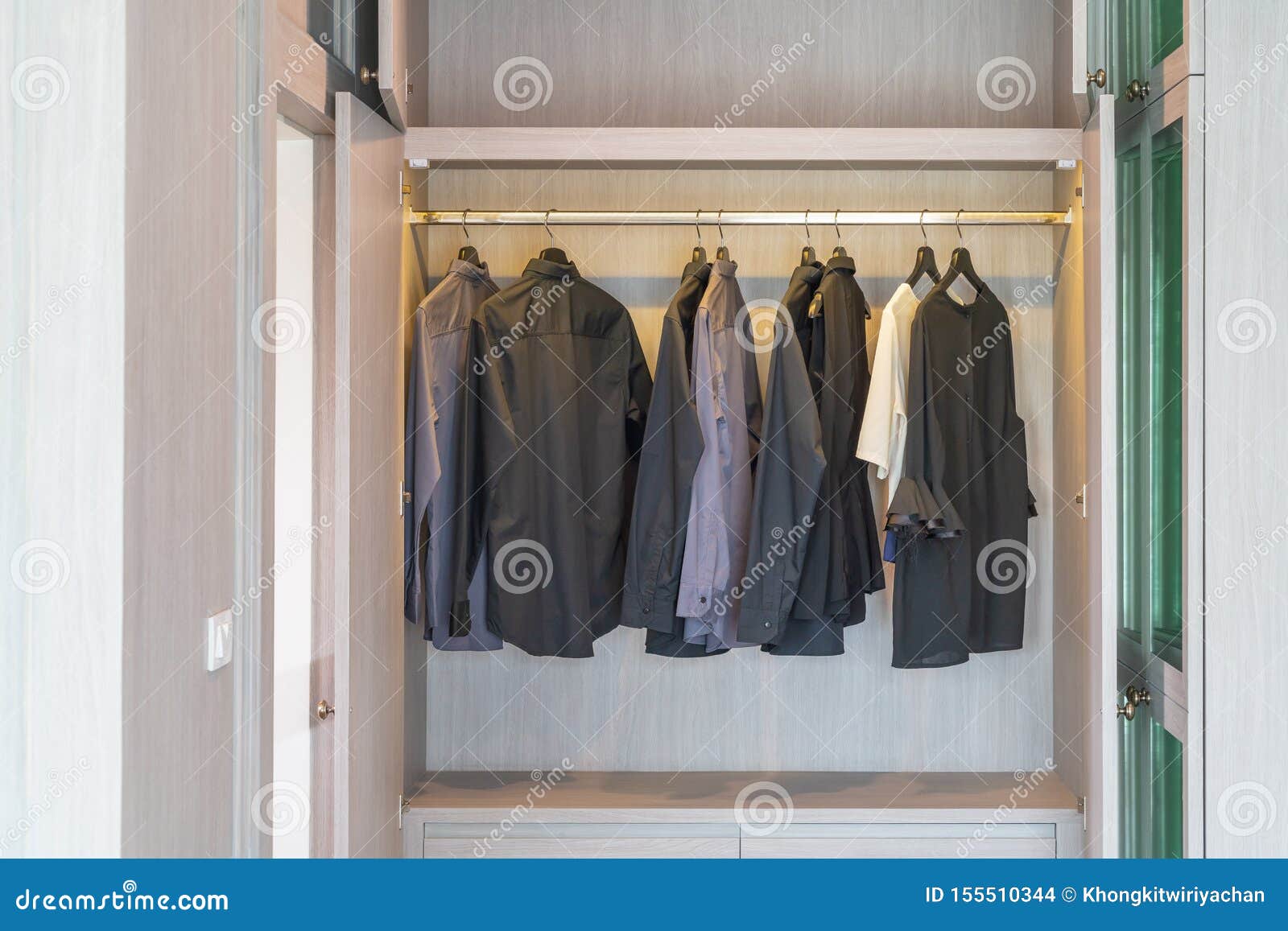 Modern Wardorbe with Set of Clothes Stock Photo - Image of design ...