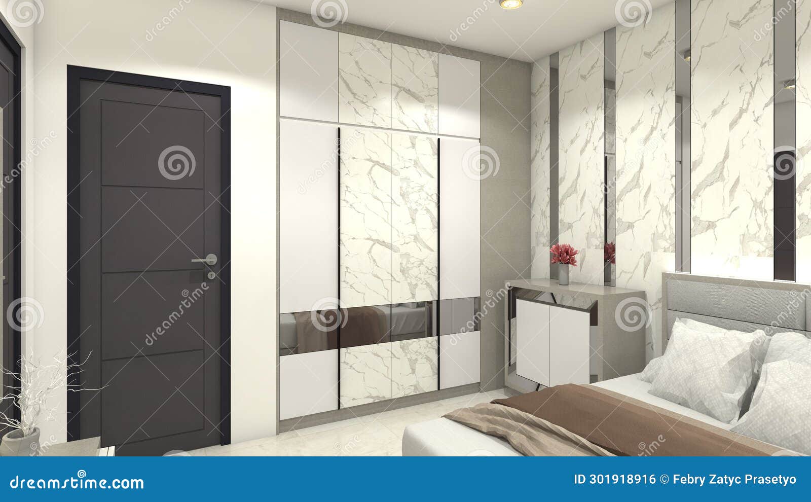 Modern Wardrobe Cabinet Design with Marble Doors Stock Illustration ...
