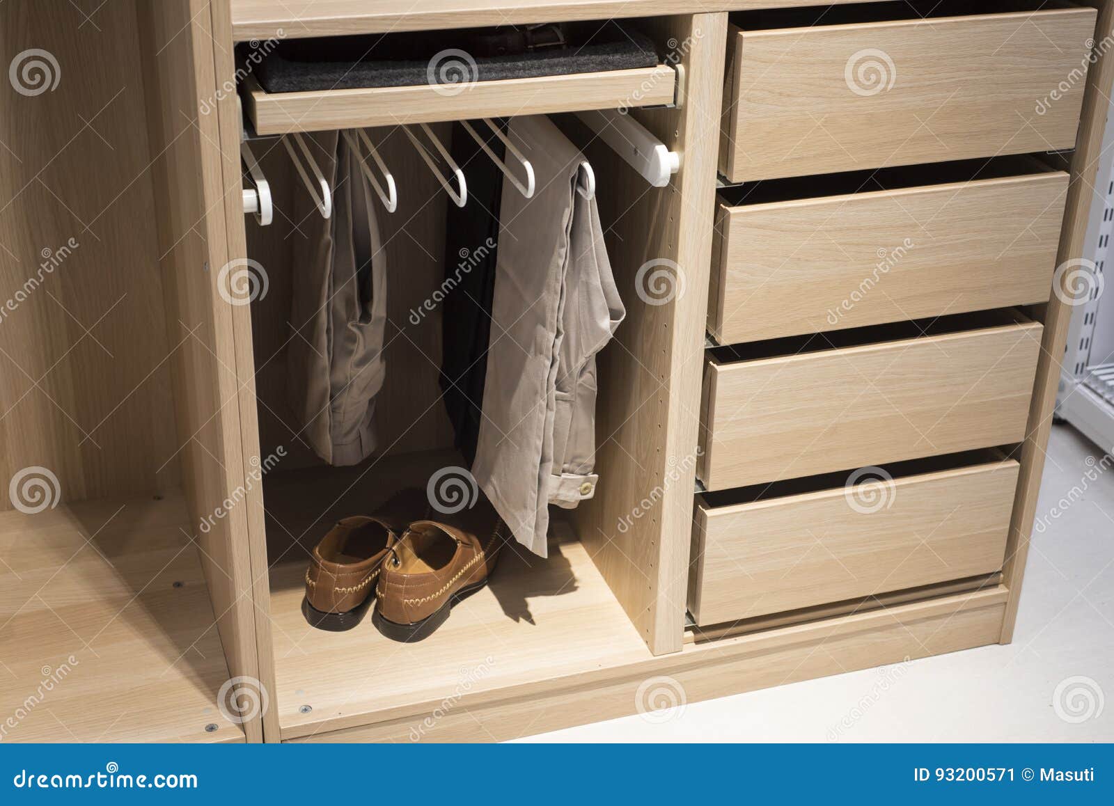 Modern Wardrobe stock image. Image of store, closet, wood - 93200571