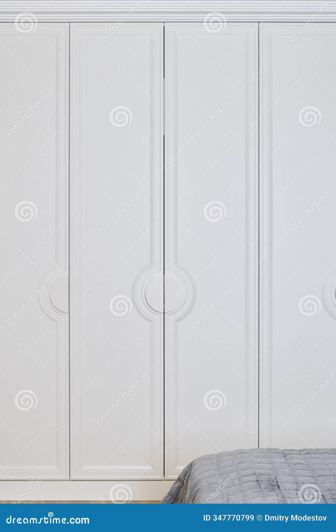 Contemporary Modern White Wardrobe Featuring Stylish Circular Handles ...