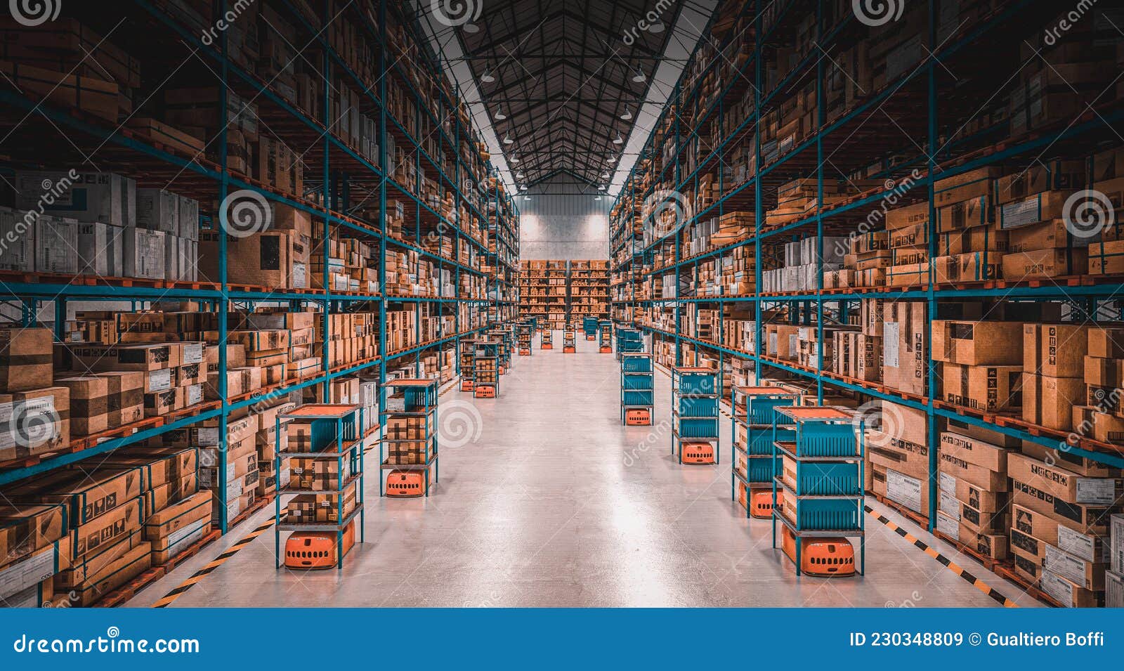 Modern Warehouse with Automated Goods Movement System Stock ...