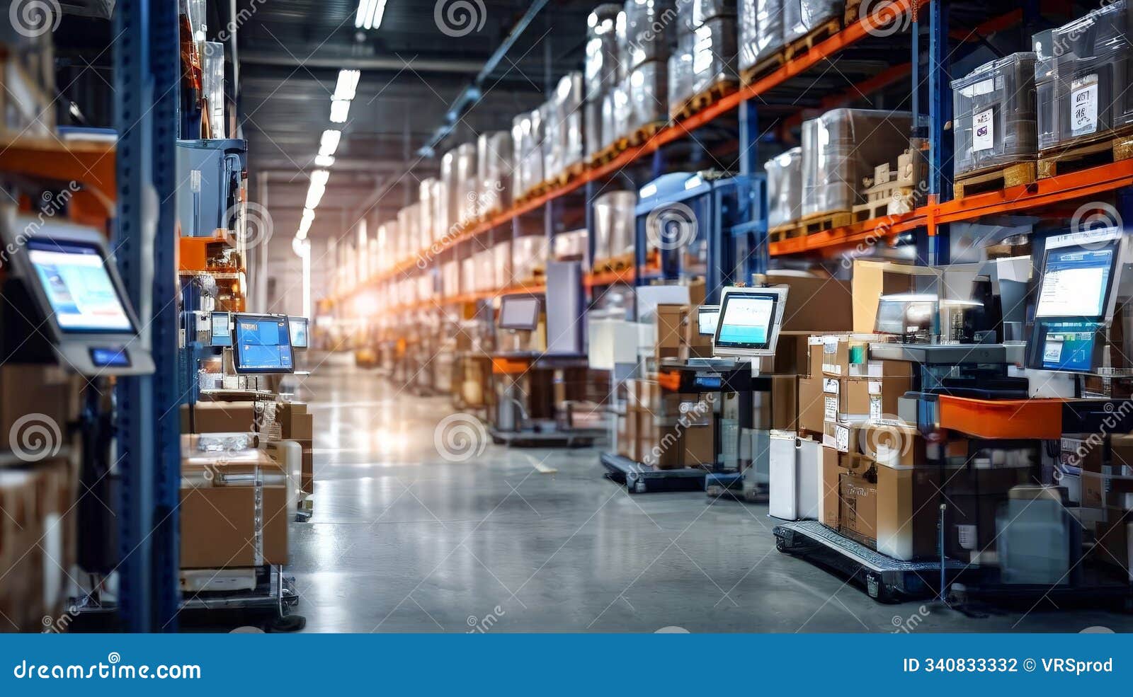 Modern Warehouse with Automated Inventory and Packaging Systems Stock ...