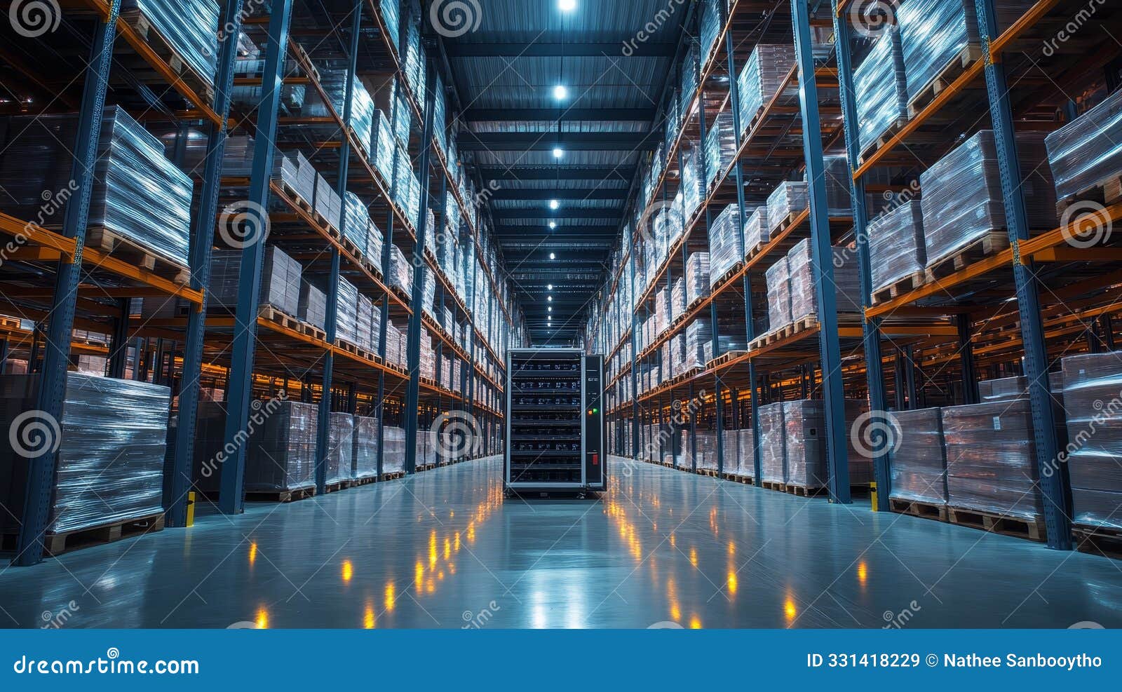Modern Warehouse with Automated Storage System Stock Illustration ...