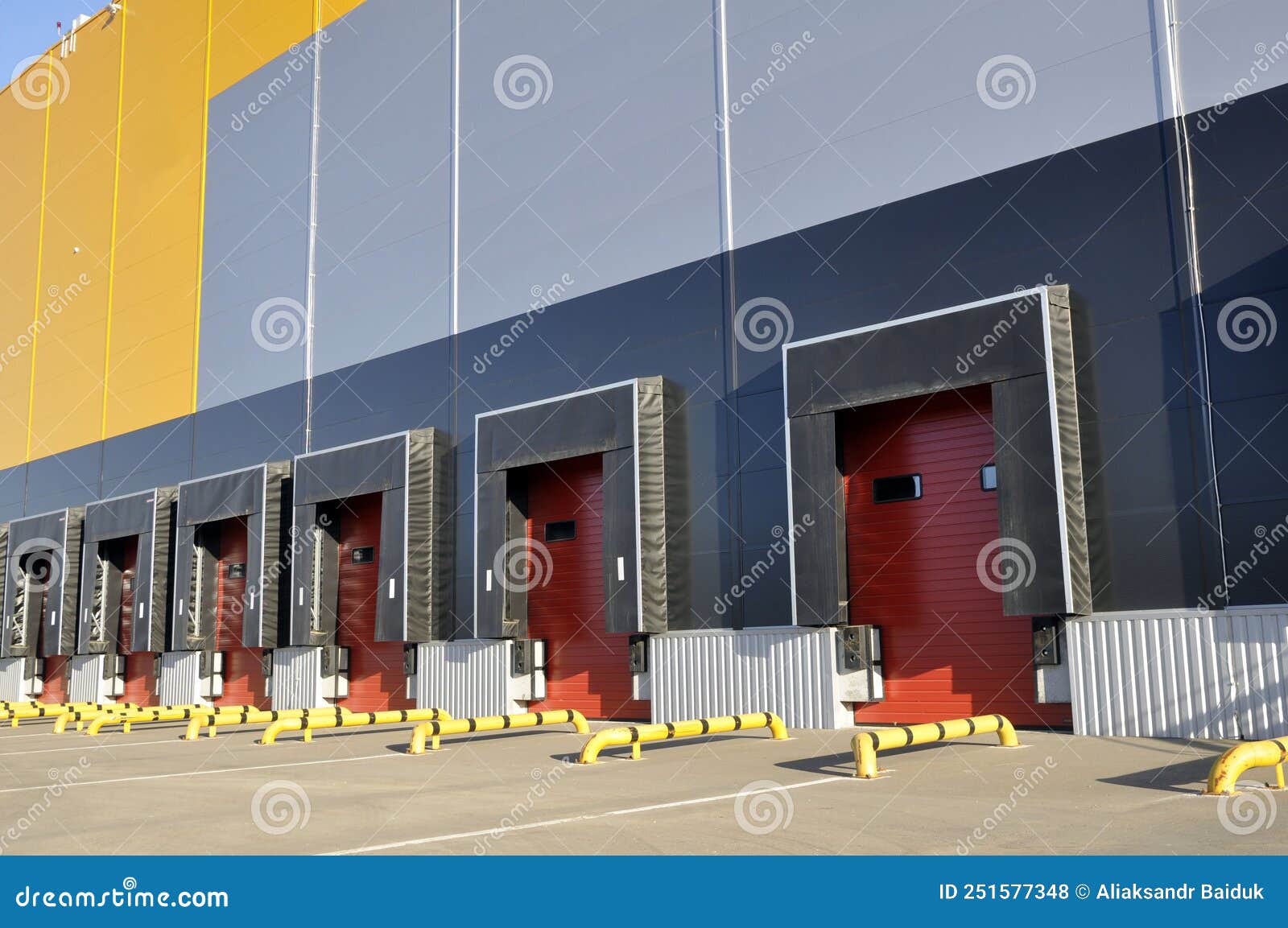 Modern Warehouse Complex. Warehouse Building with Many Loading Gates ...