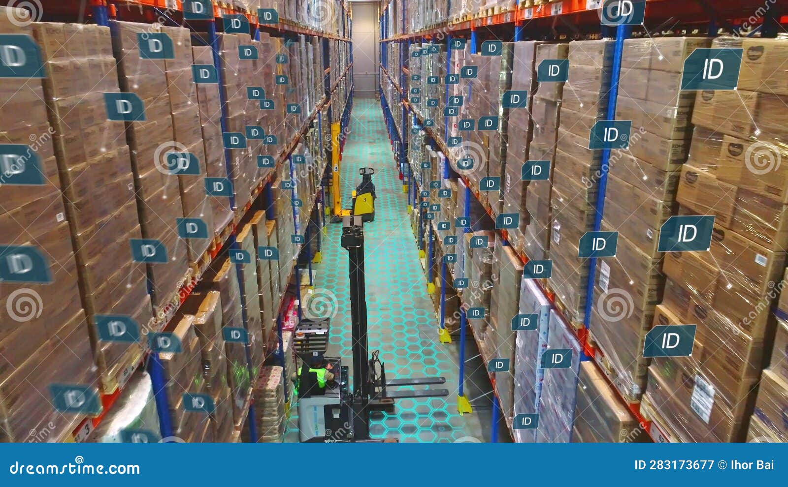 Artificial Intelligence Analyzes the Goods in the Warehouse. Scanning ...
