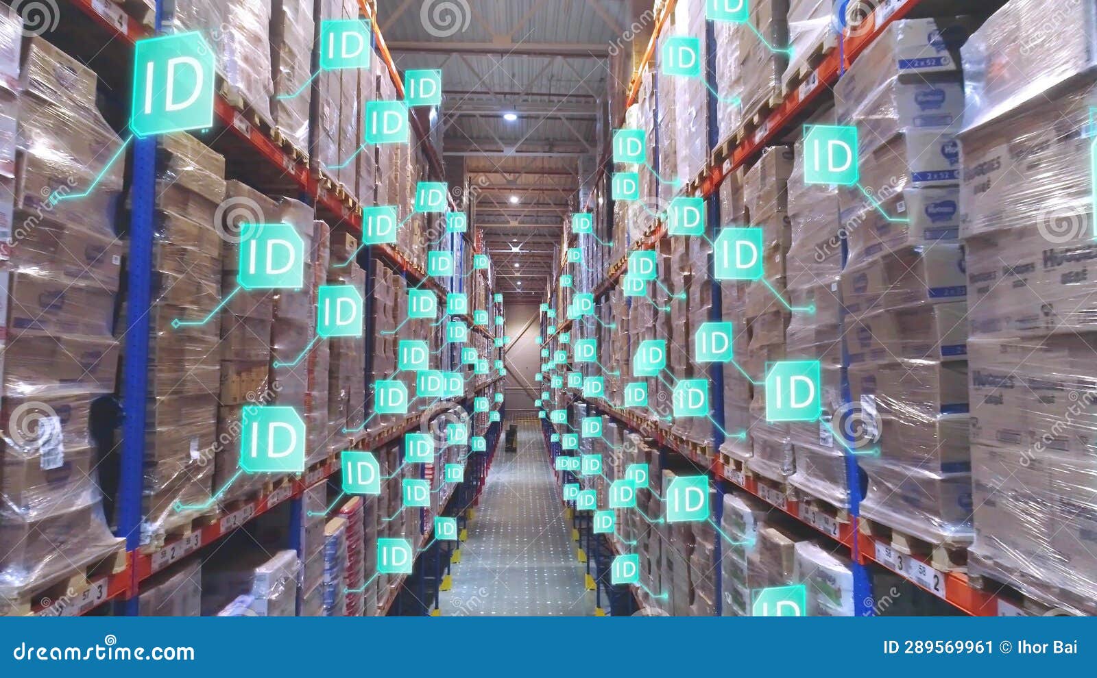 Artificial Intelligence Analyzes the Goods in the Warehouse. Scanning ...