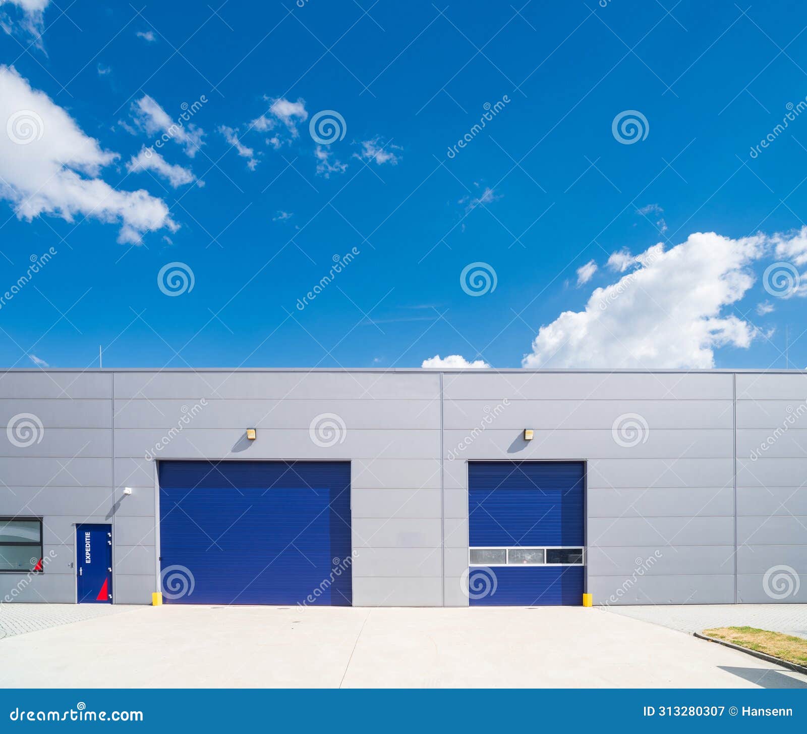 Modern warehouse exterior stock image. Image of sunny - 313280307