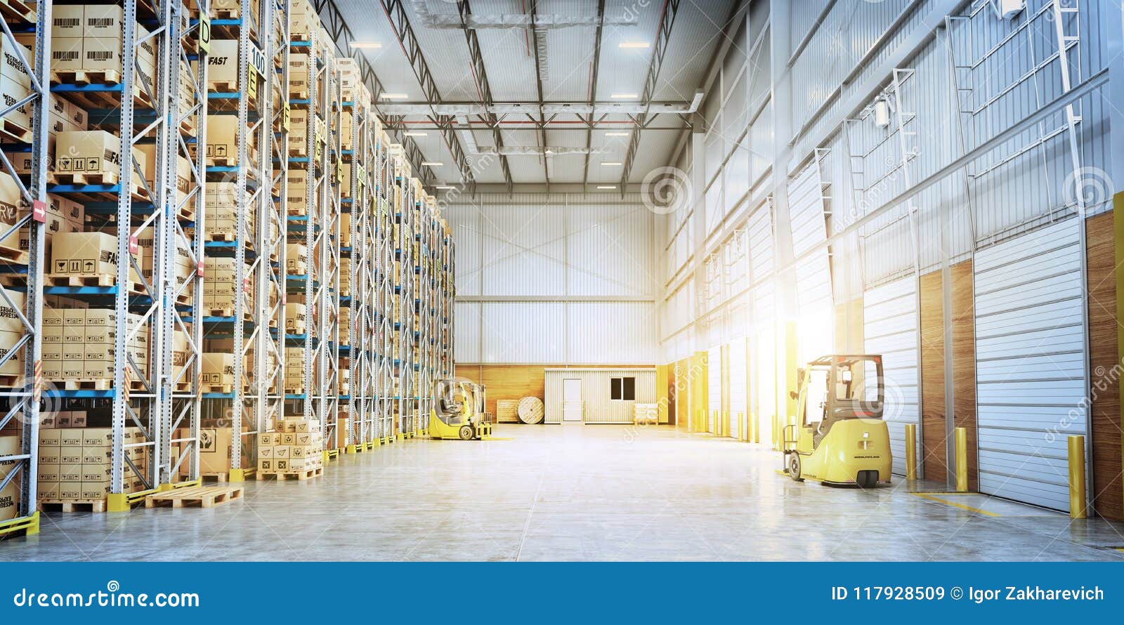 Modern Warehouse Full of Cardboard Boxes. Stock Image - Image of ...