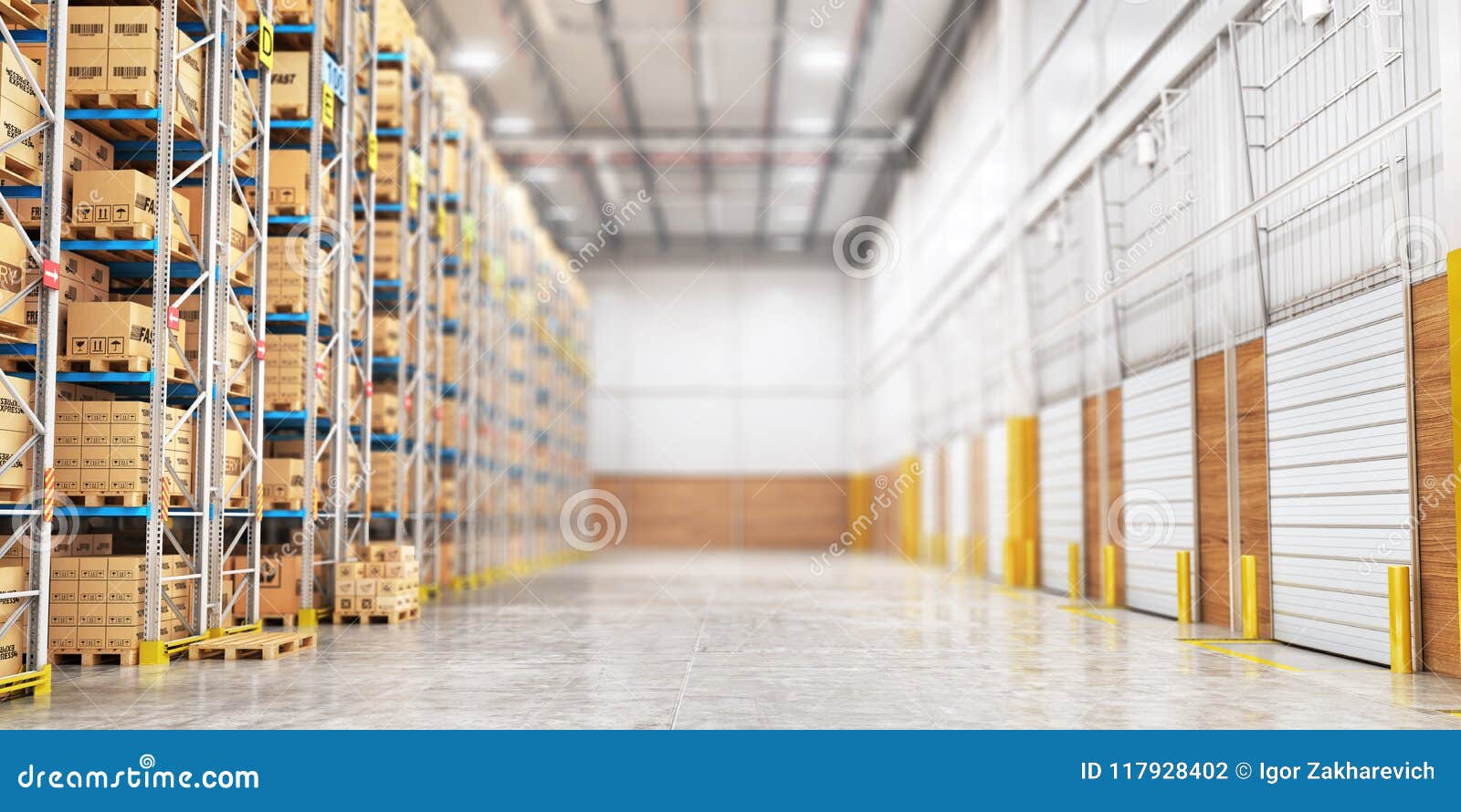 Modern Warehouse Full of Cardboard Boxes. Stock Illustration ...