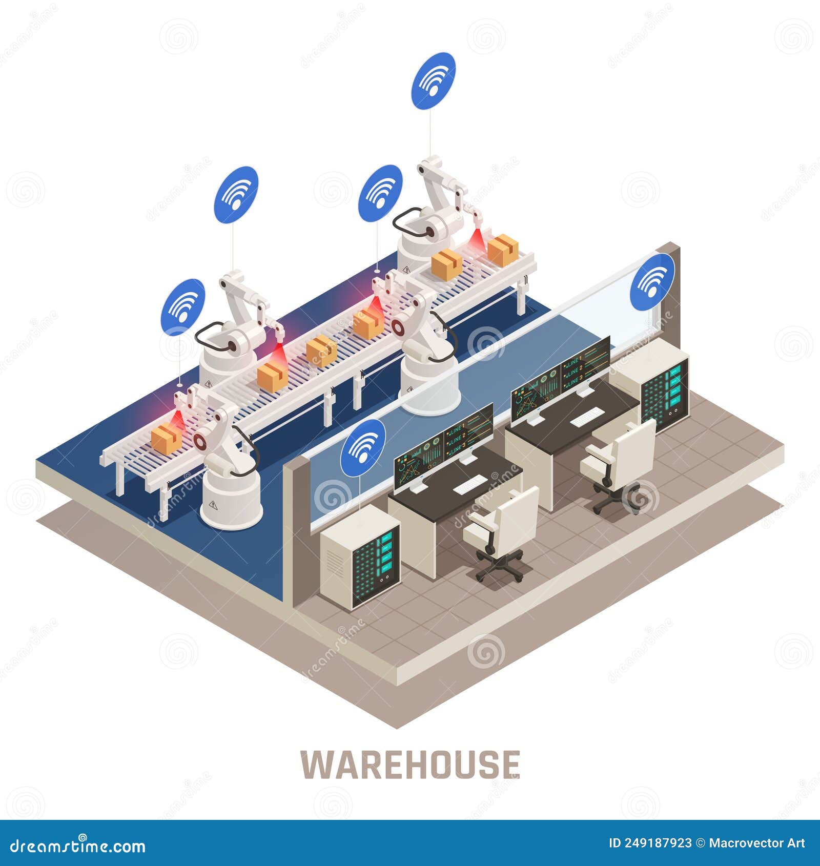 Warehouse Automation Isometric Element Stock Vector - Illustration of ...