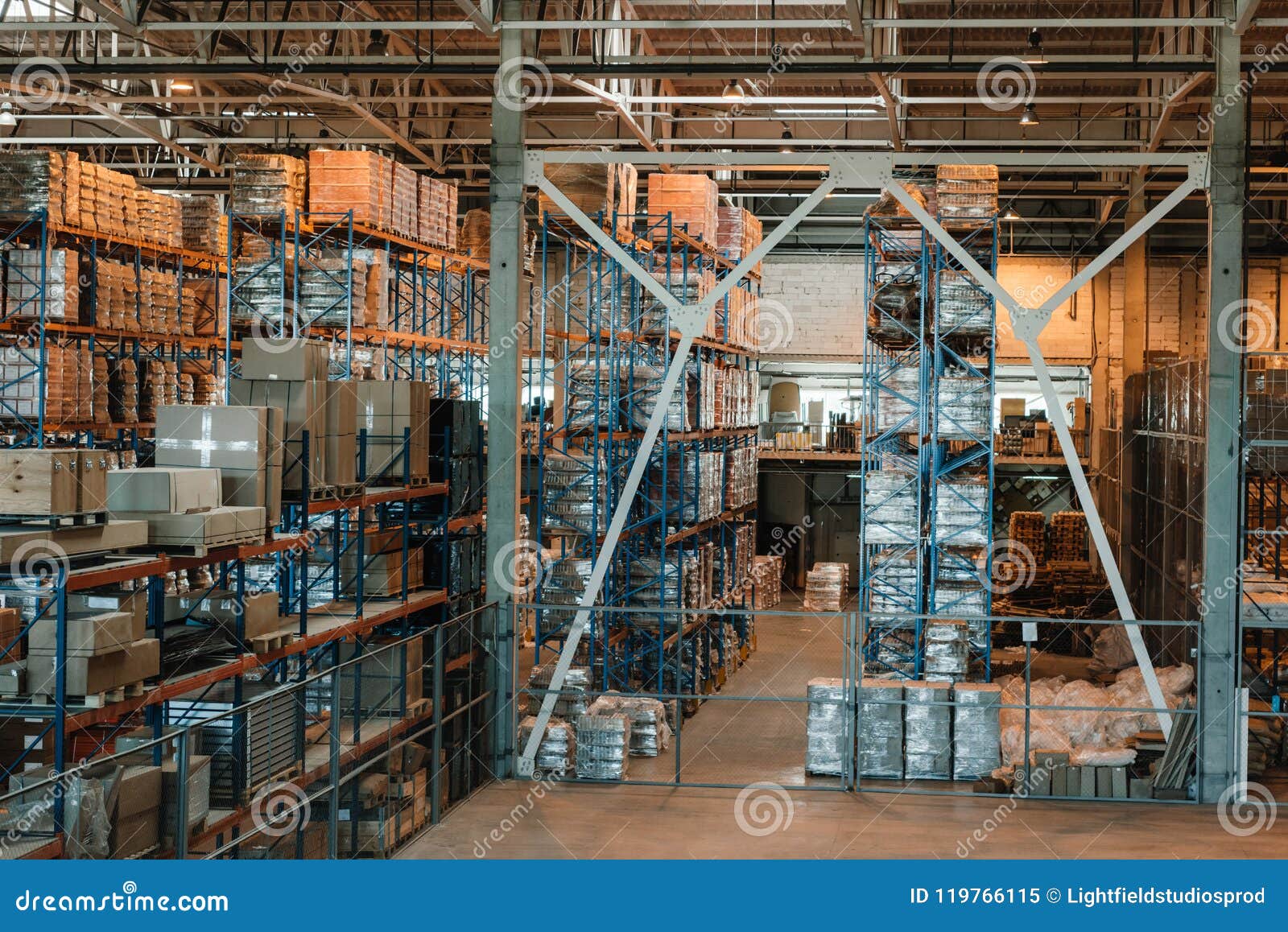 Modern Warehouse Interior with Boxes and Containers Stock Image - Image ...