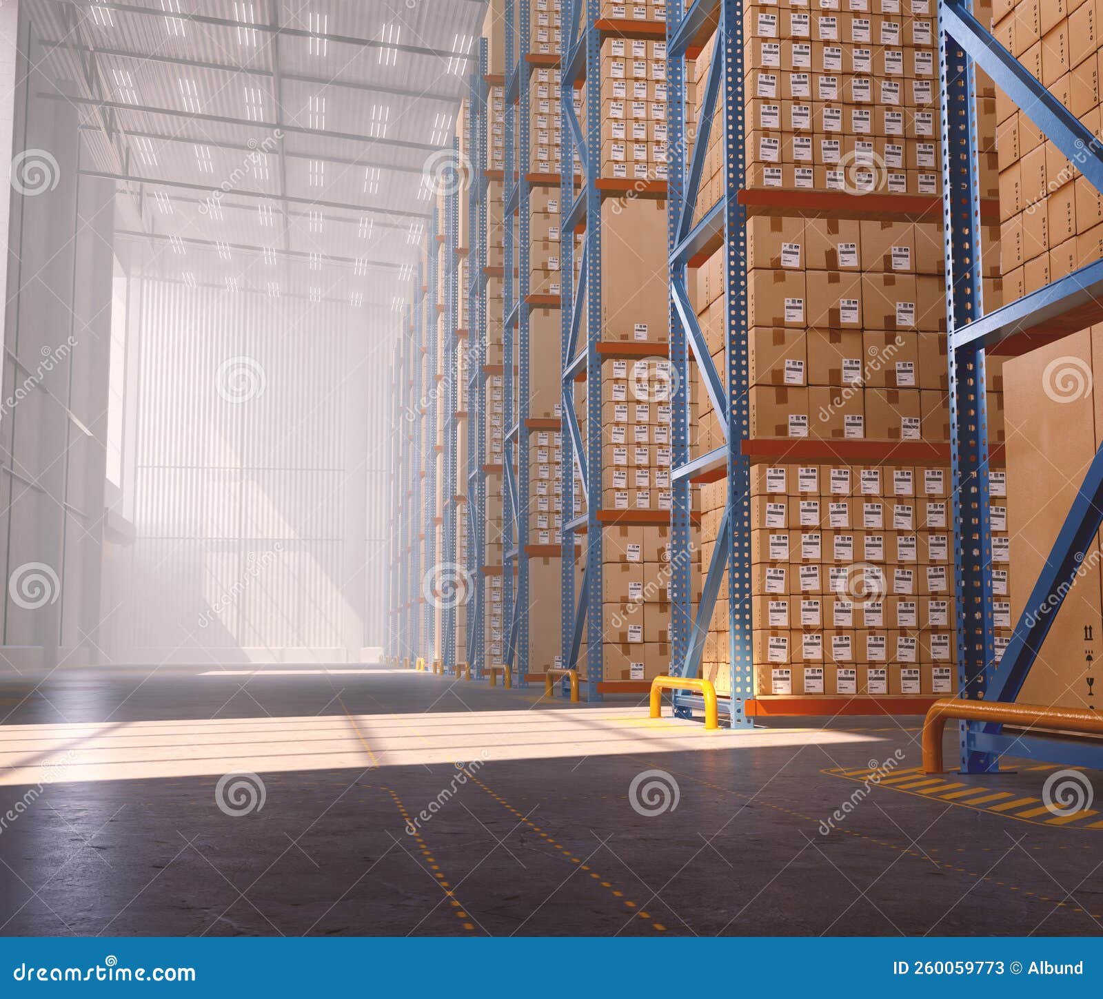 Modern Warehouse Interior stock illustration. Illustration of ...
