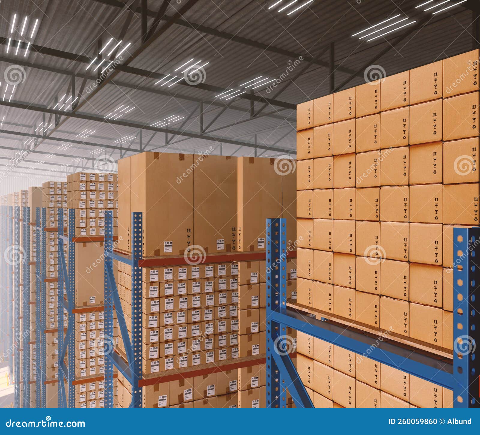 Modern Warehouse Interior stock illustration. Illustration of goods ...