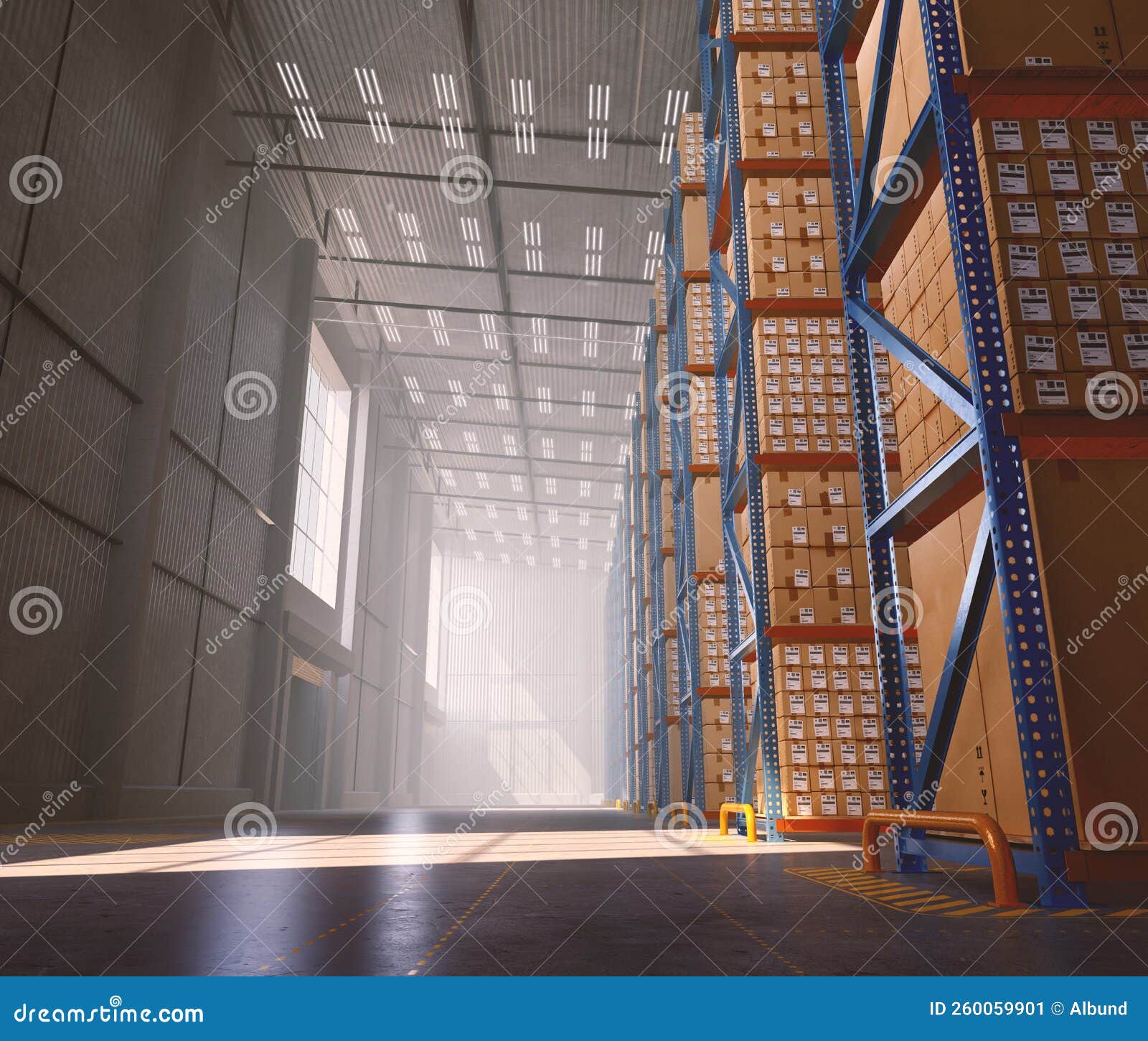 Modern Warehouse Interior stock illustration. Illustration of ...
