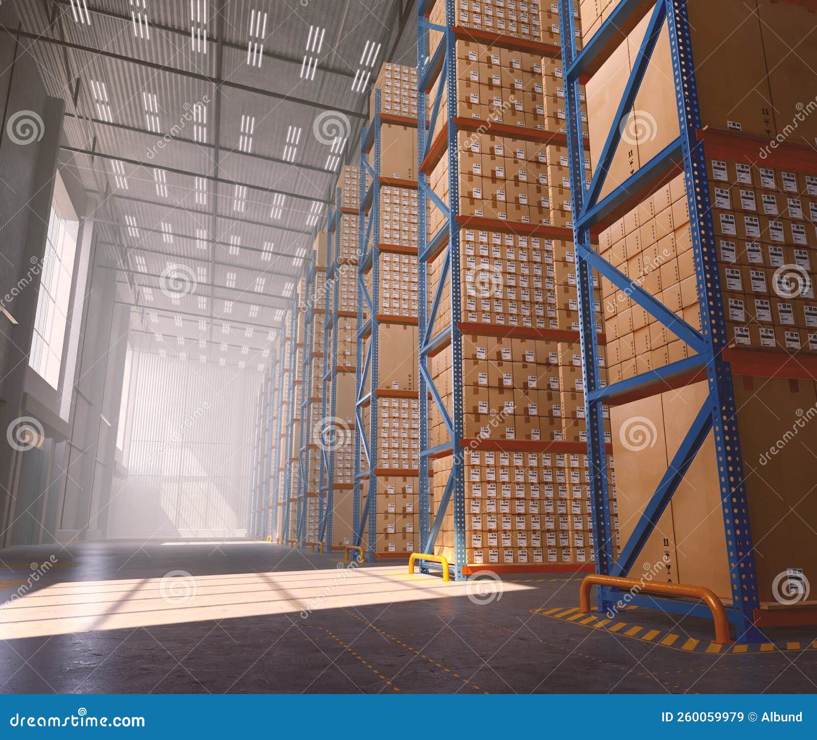 Modern Warehouse Interior stock illustration. Illustration of rack ...