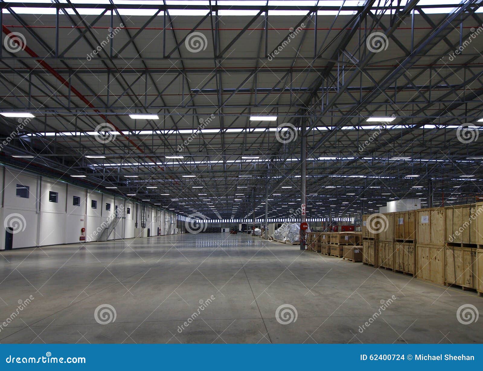 Modern warehouse interior stock photo. Image of lighting - 62400724