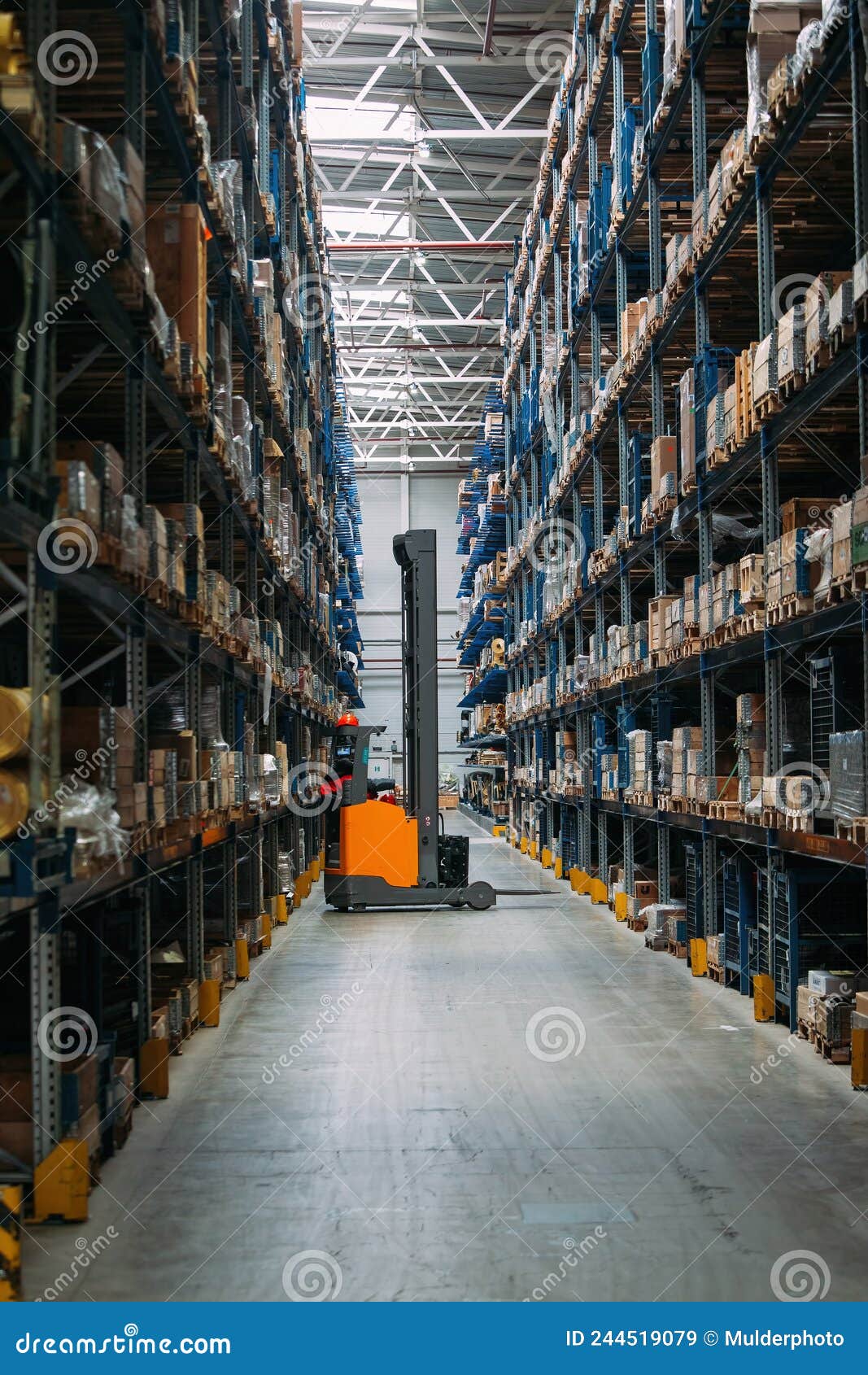 Modern Warehouse Interior with Shelves and Boxes Stock Image - Image of ...