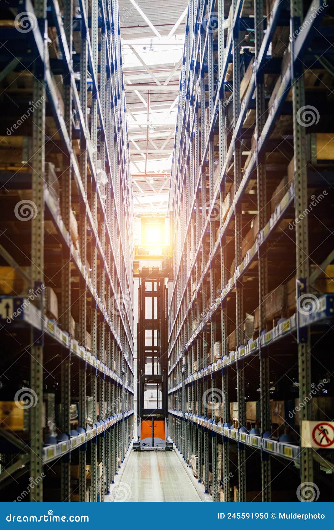 Modern Warehouse Interior with Shelves and Boxes Stock Photo - Image of ...