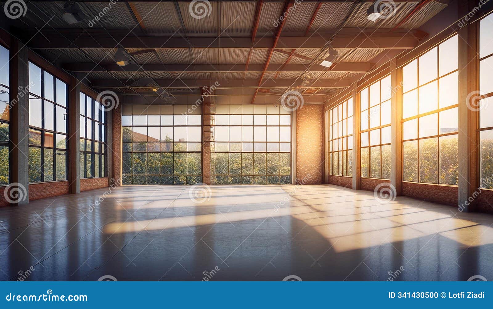 Modern Warehouse Interior with Window and Daylight Stock Illustration ...