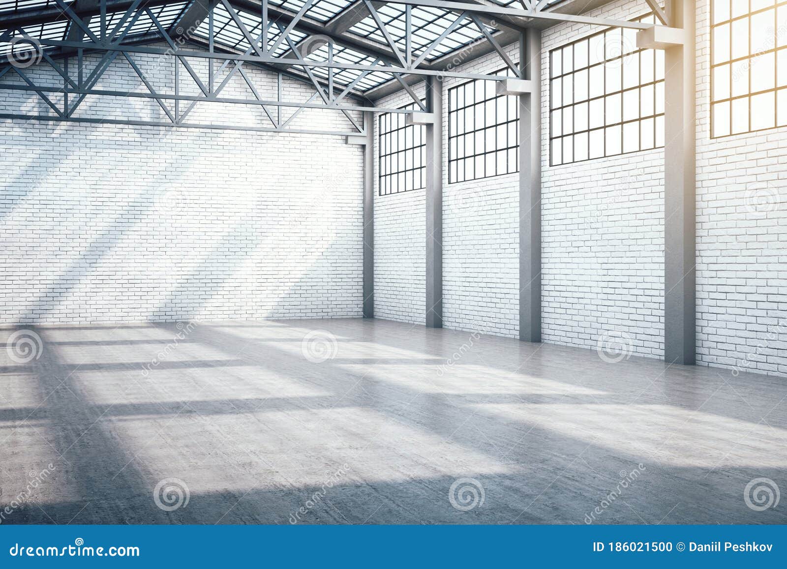 Modern Warehouse Interior with Window and Daylight Stock Illustration ...