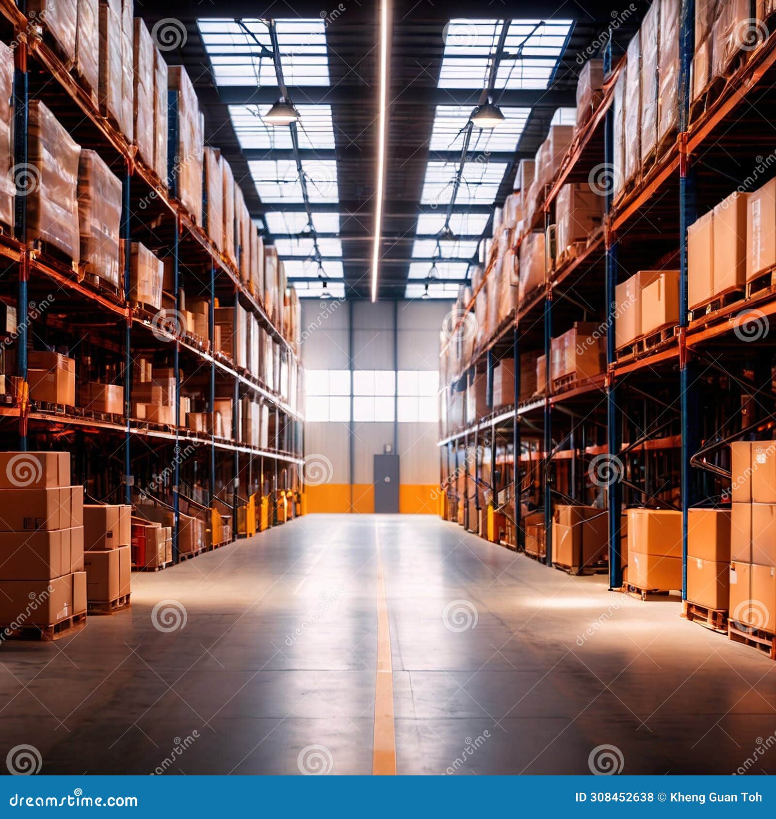 Modern Warehouse Logistics Storage Area Stacked with Boxes and Cargo ...