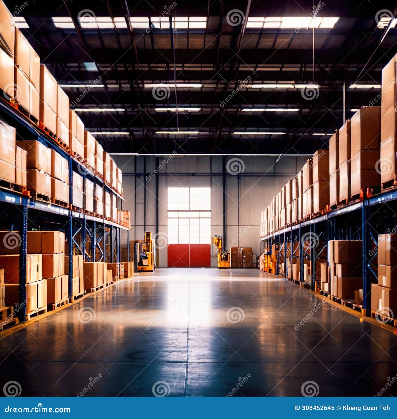 Modern Warehouse Logistics Storage Area Stacked with Boxes and Cargo ...
