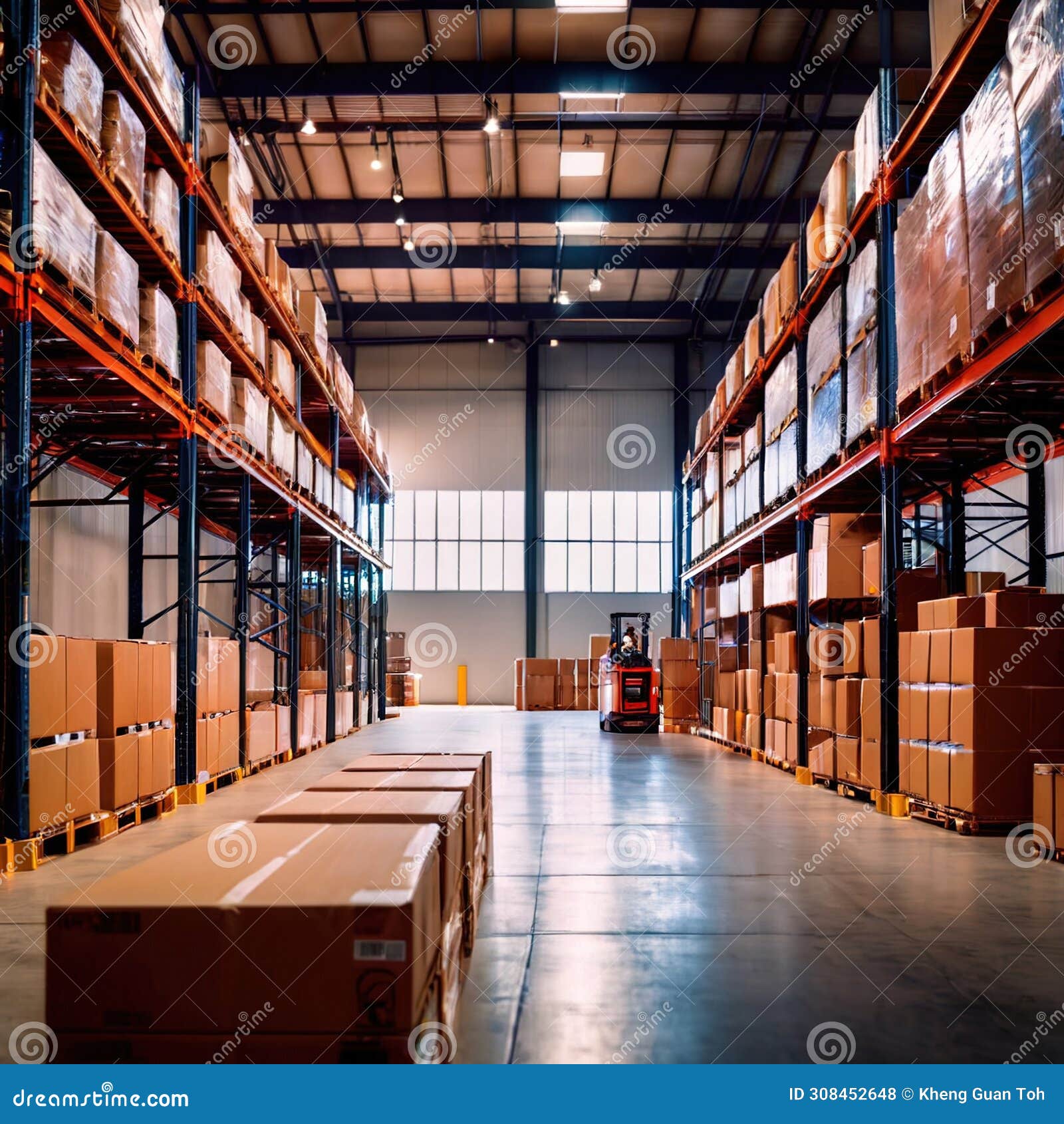 Modern Warehouse Logistics Storage Area Stacked with Boxes and Cargo ...