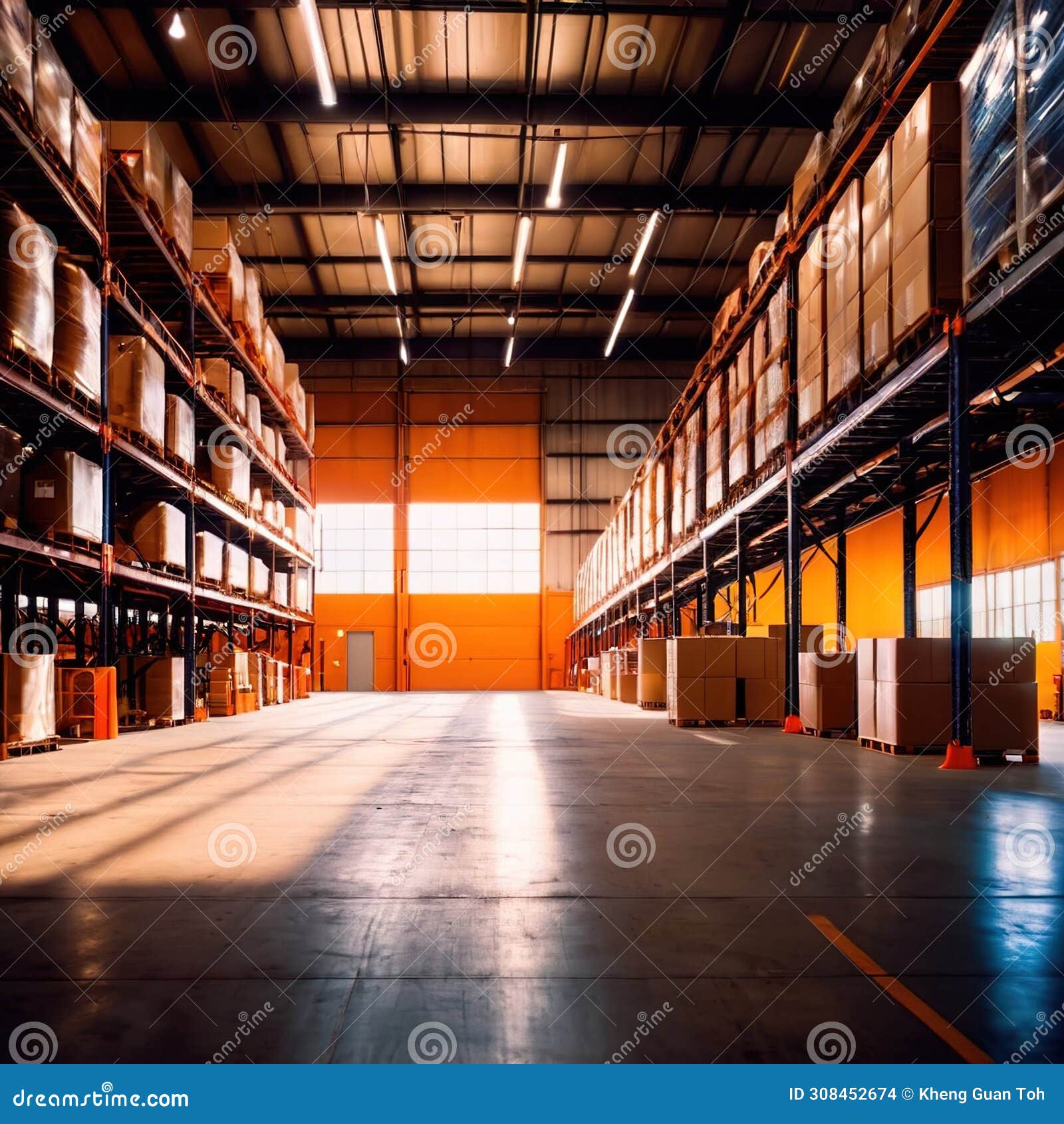 Modern Warehouse Logistics Storage Area Stacked with Boxes and Cargo ...