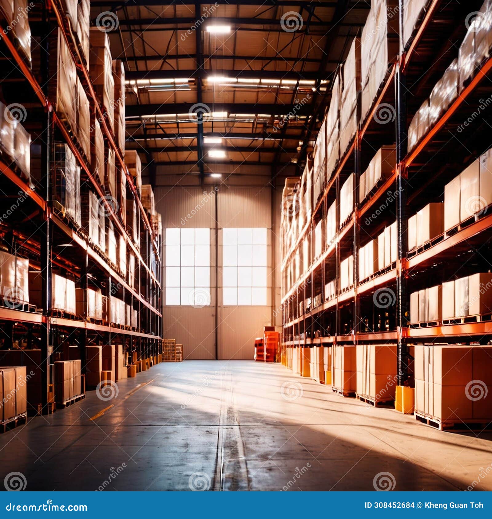 Modern Warehouse Logistics Storage Area Stacked with Boxes and Cargo ...